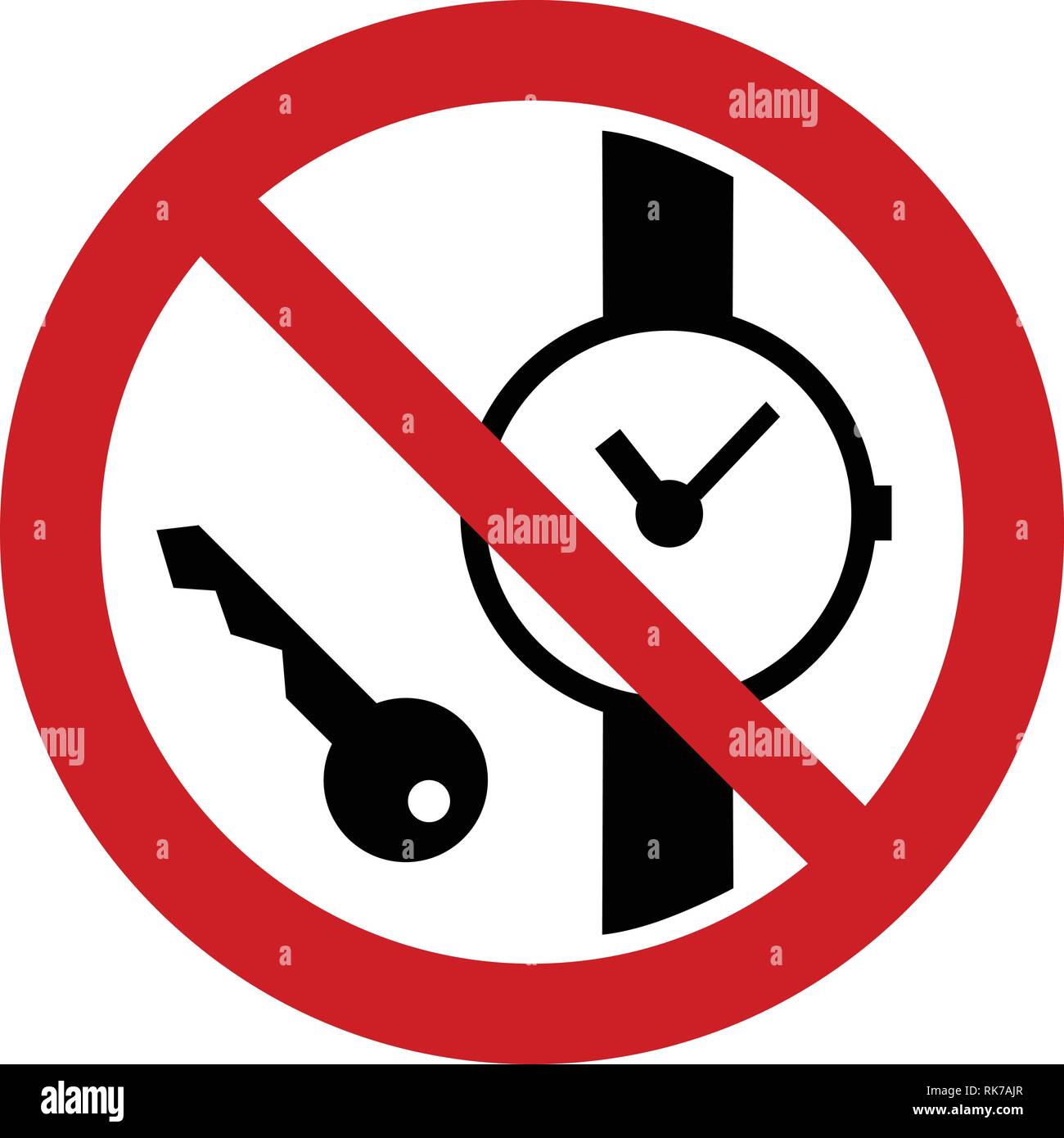 Prohibition sign vector - No metallic articles or watches sign Stock ...