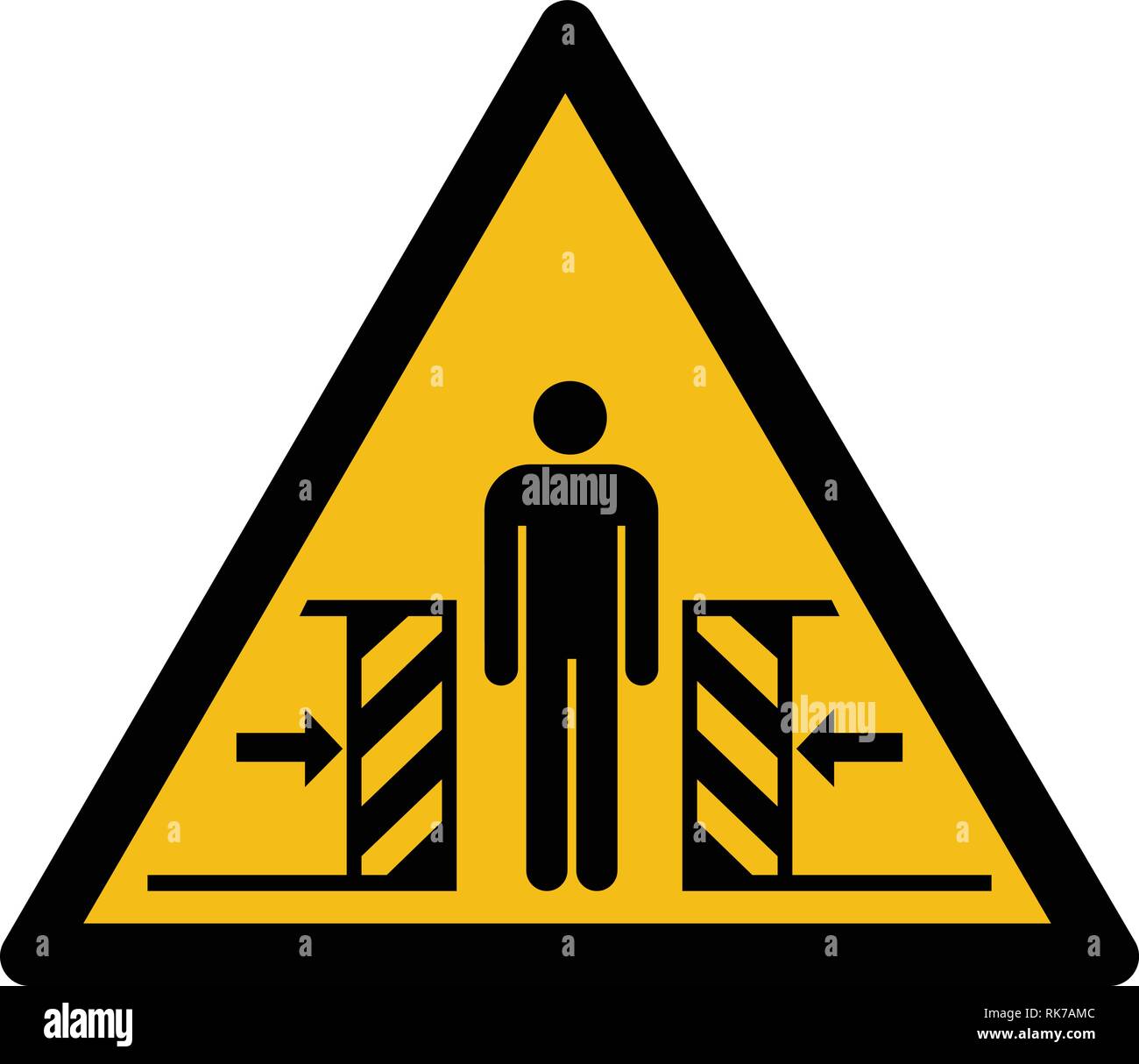 Warning sign vector - Risk of crushing symbol, label, sticker Stock ...