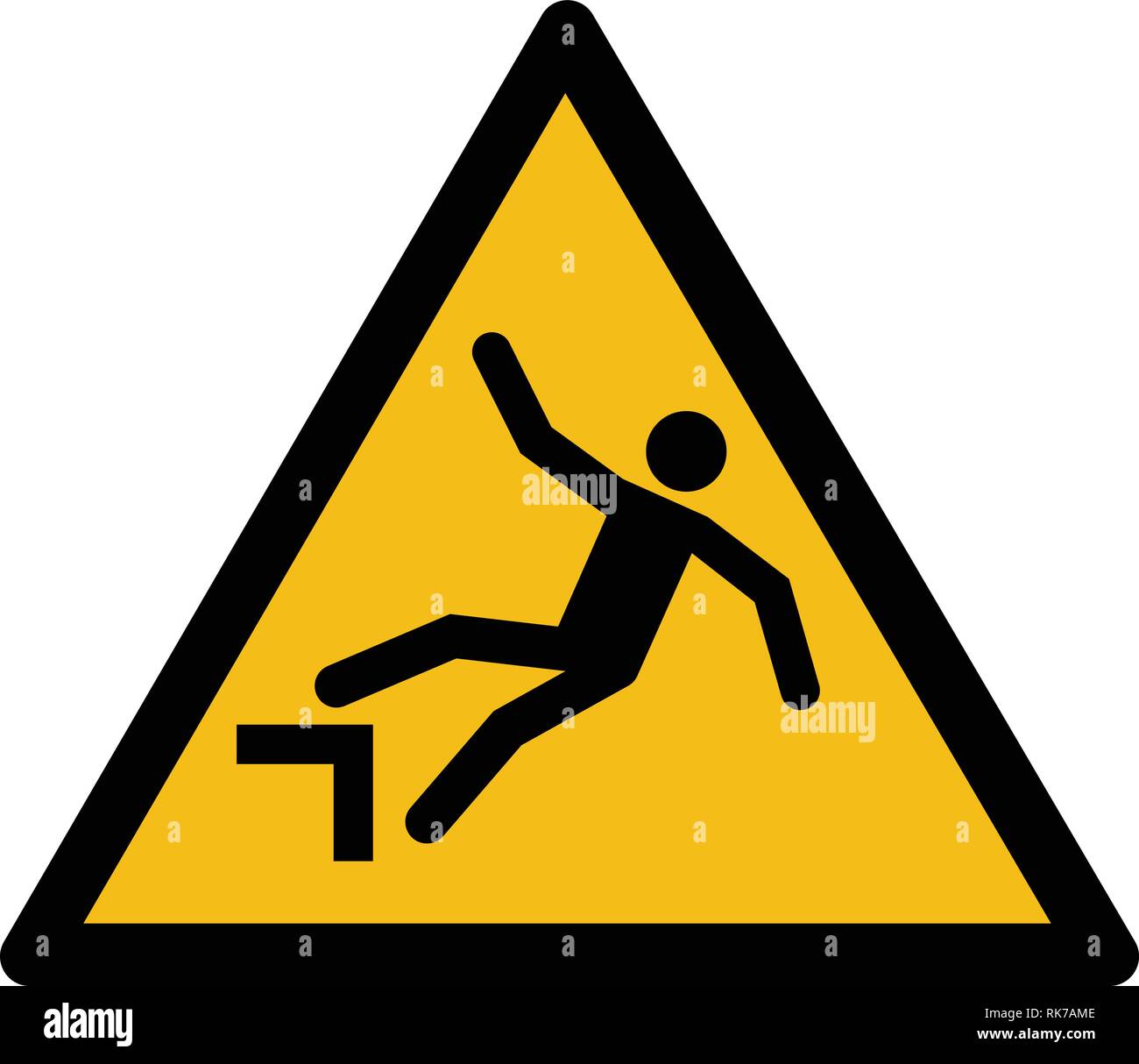 Yellow warning drop, fall sign label, sticker vector Stock Vector Image ...
