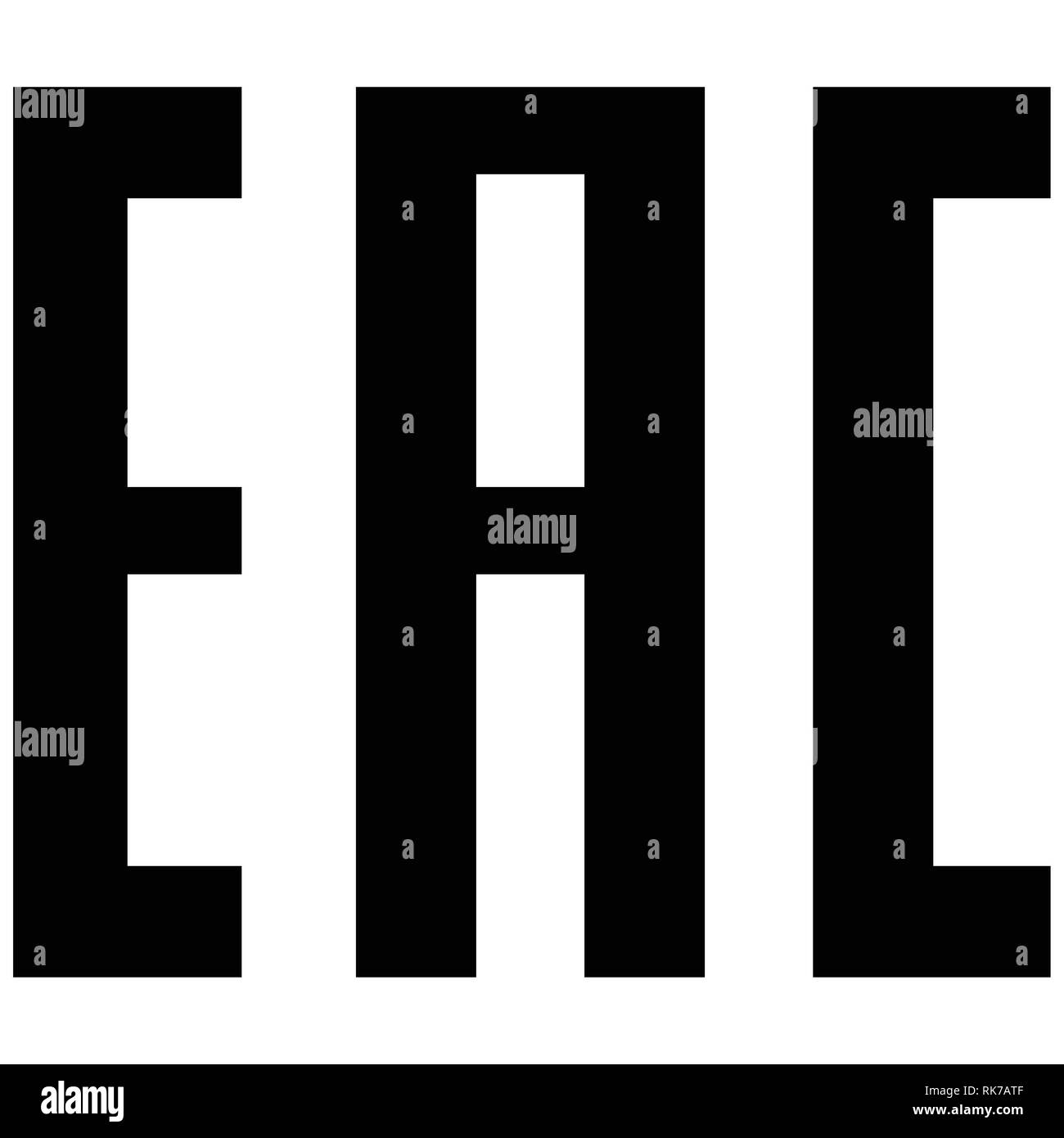 Eurasian Conformity, EAC is a certification mark symbol to indicate ... Eurasian Conformity, EAC is a certification mark symbol to indicate ...