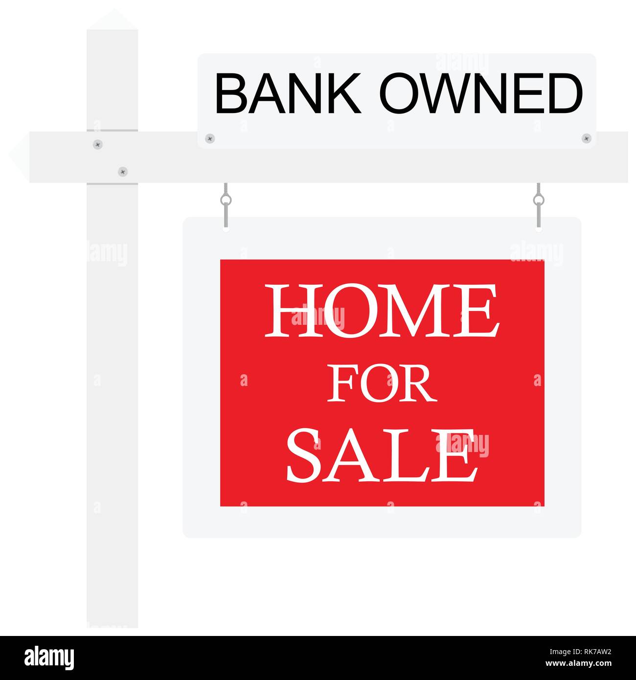 Home For Sale Real Estate Sign Vector Illustration. Bank Owned Stock ...