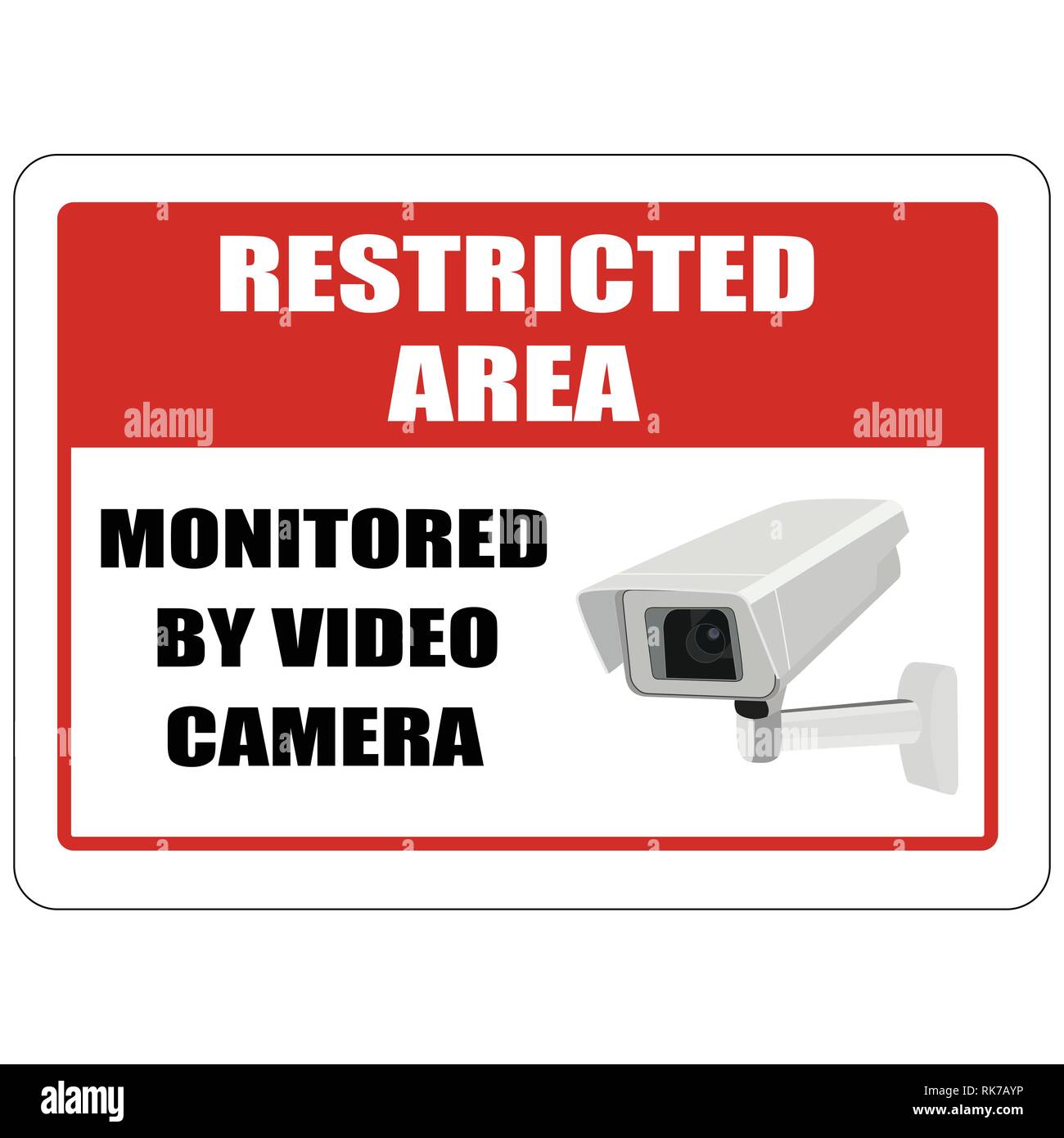 Restricted Area Sign Vector Template. Monitored by video camera Stock ...