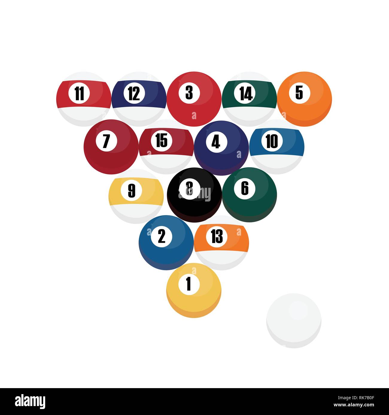 Vector illustration set of pool, billiard balls isolated on white ...