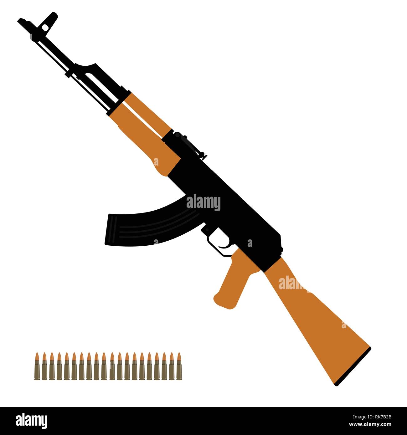 Vector illustration AK47 icon. Kalashnikov machine gun and bullets ...