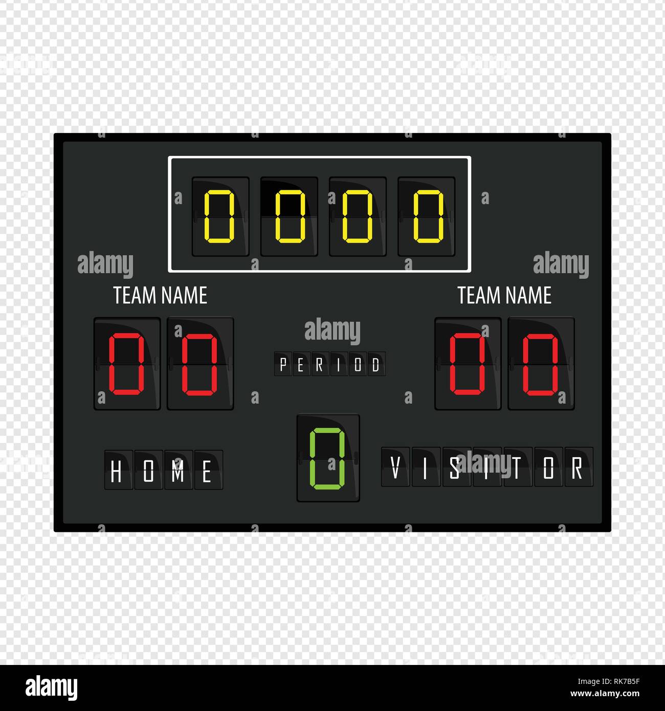Stadium electronic sports scoreboard with soccer time and football ...
