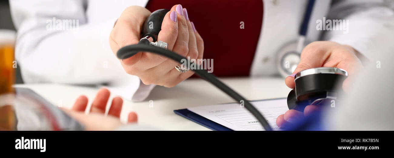 Female doctor arms make medic procedure closeup Stock Photo - Alamy