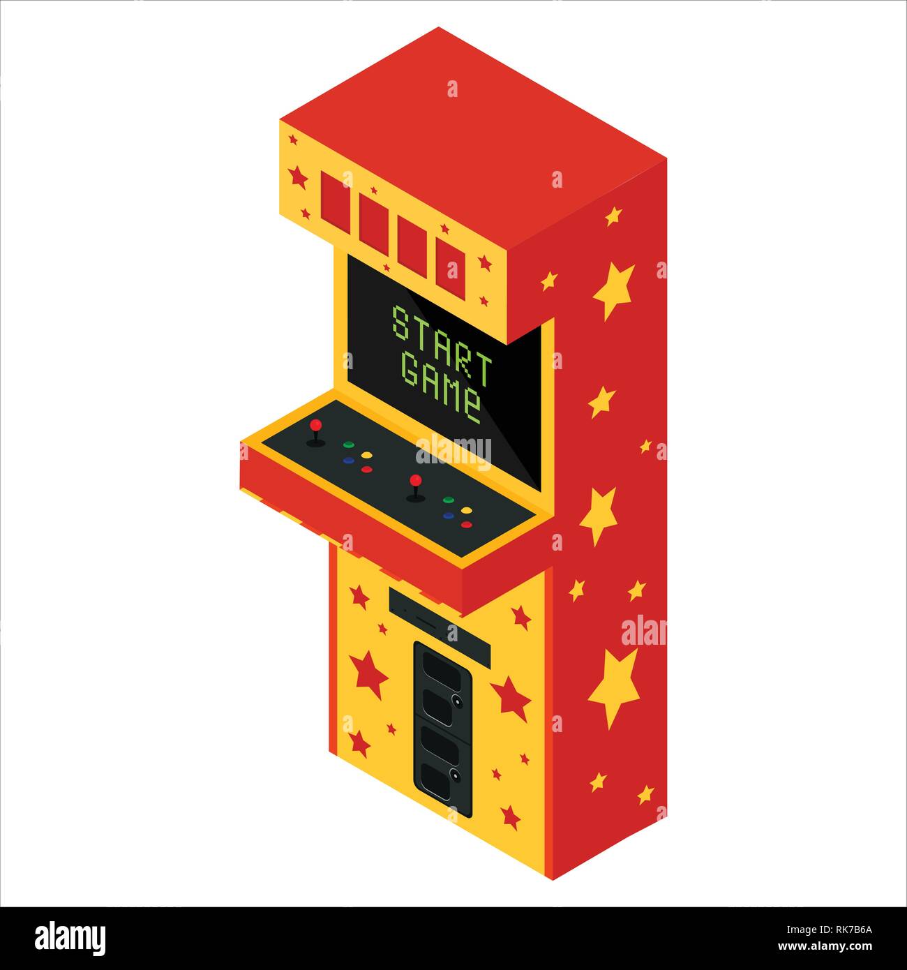 Vector isometric retro arcade game machine. Gaming machine with text ...