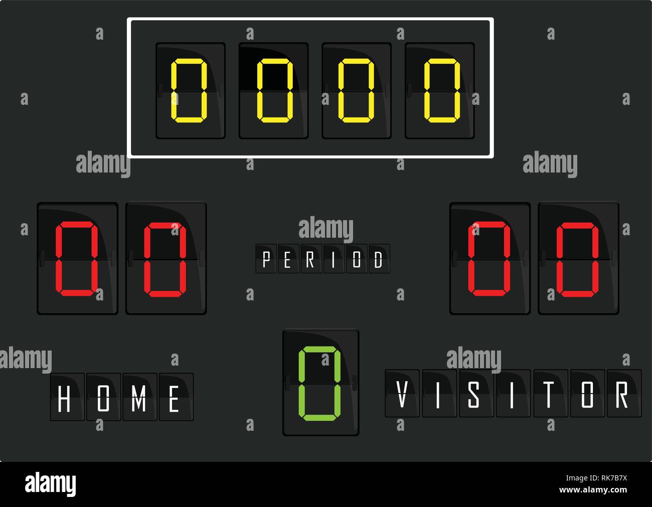 Stadium electronic sports scoreboard with soccer time and football ...