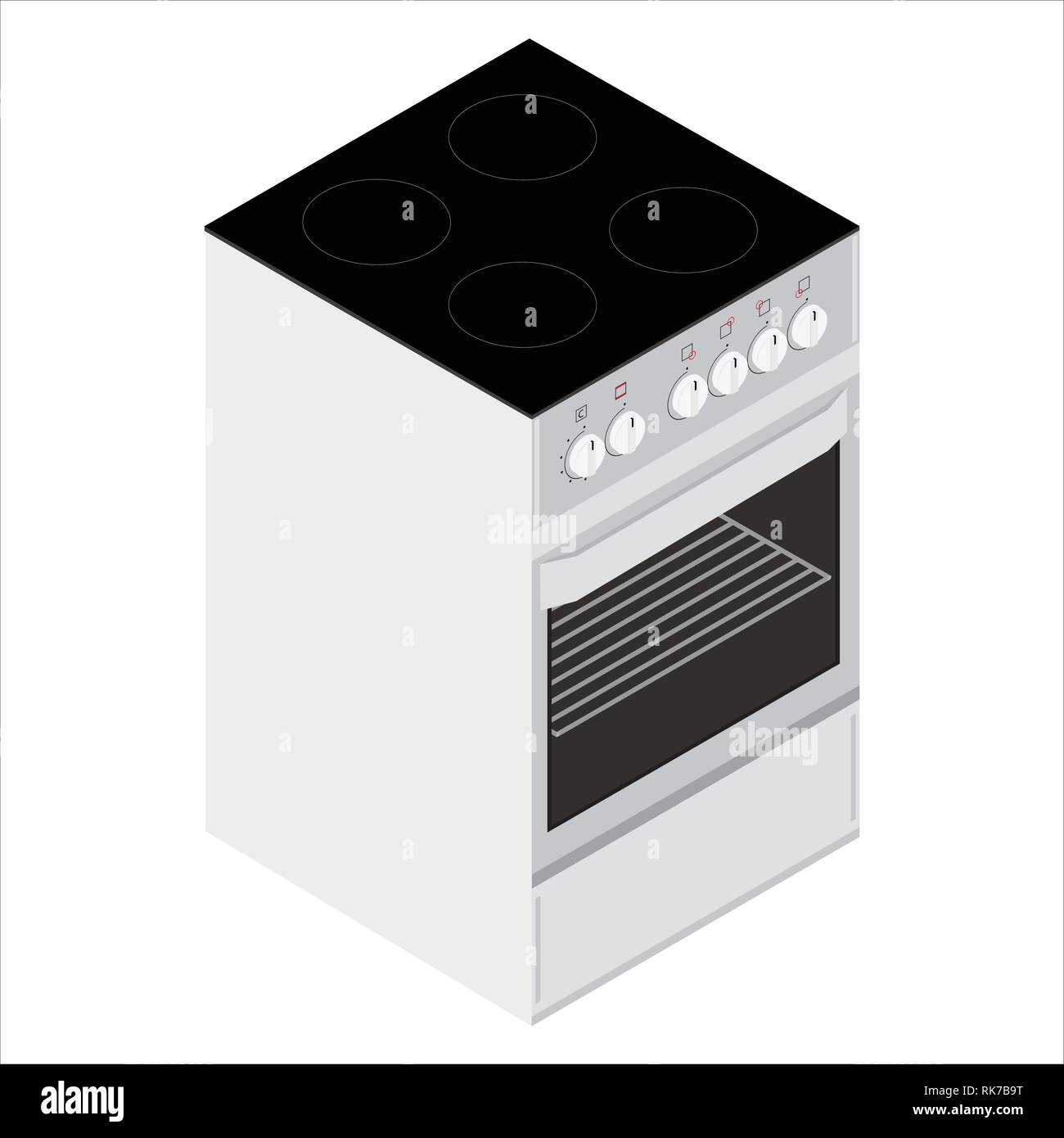 Vector illustration isometric modern electric stove. Kithcen appliance ...