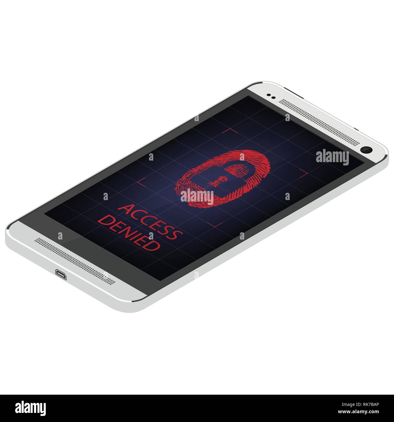 Scanning fingerprint on smartphone. Unlock mobile phone. Access denied ...