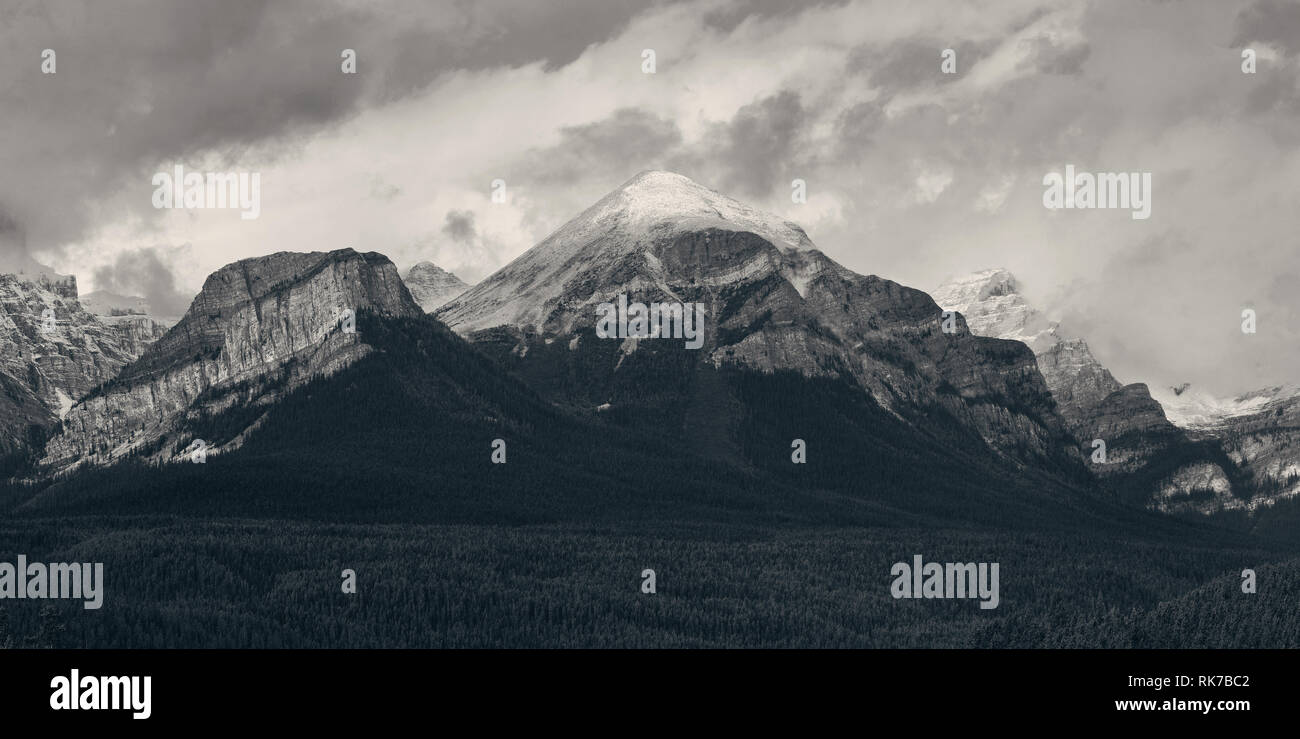 Landscape panorama of Banff National Park in Canada with snow capped ...