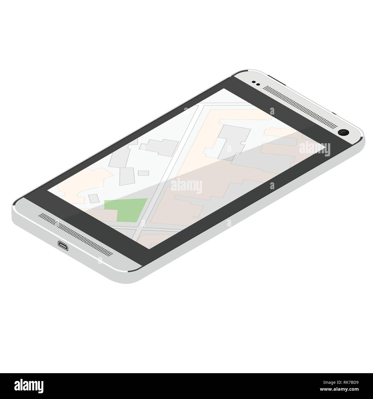 Navigation map. Map on phone, smartphone. Isometric vector illustration ...