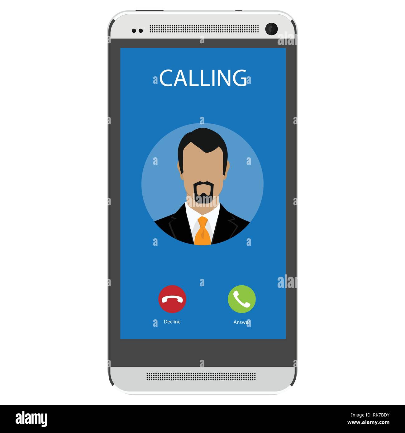Incoming call on smartphone screen. Flat design vector illustration ...