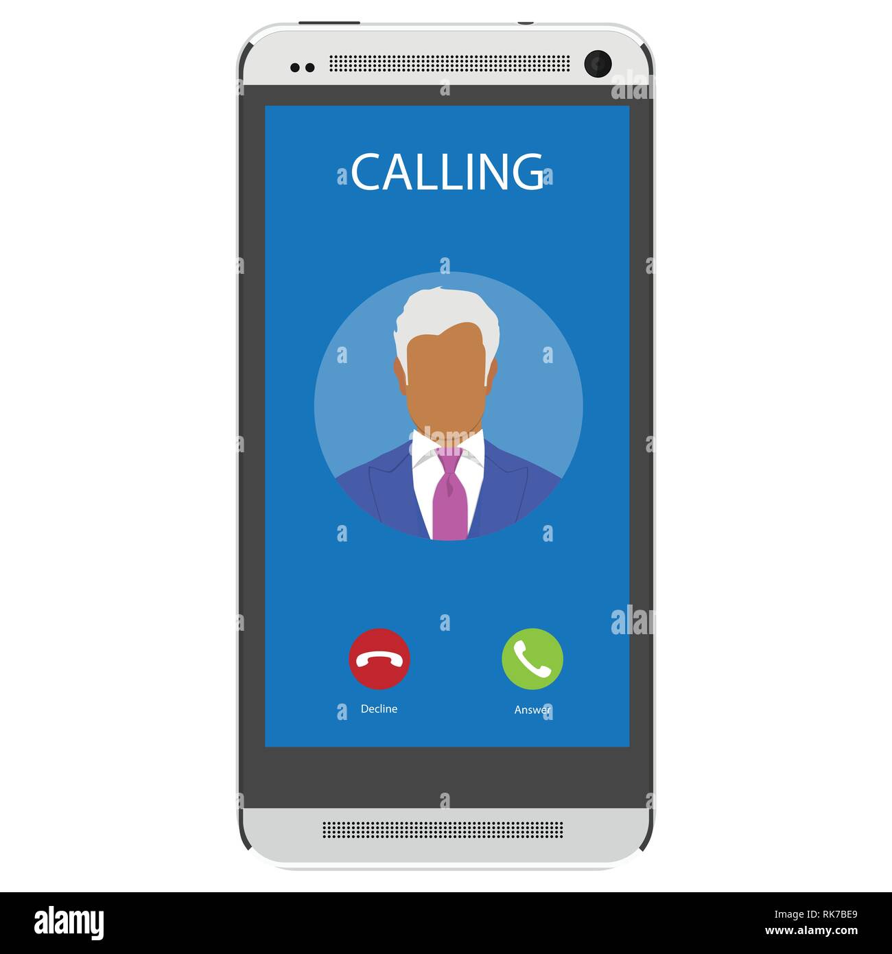 Incoming call on smartphone screen. Flat design vector illustration ...