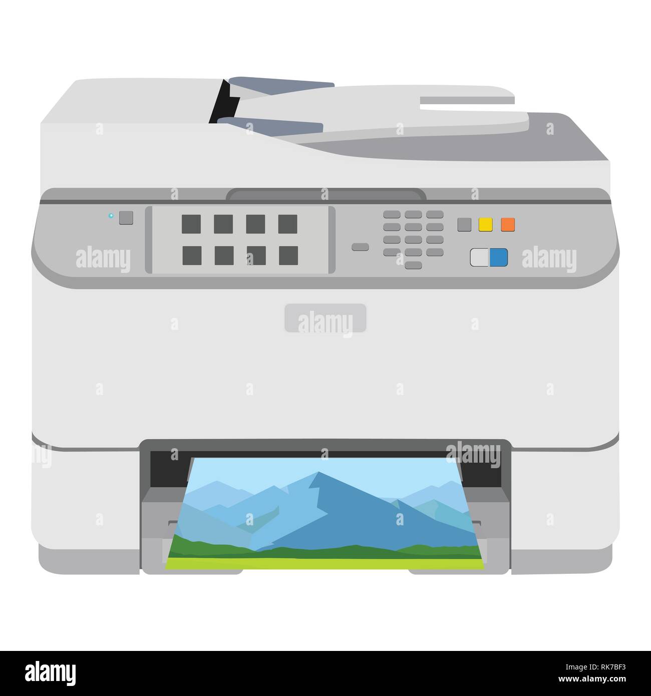 Realistic printer. Vector illustration. Print high quality photo paper ...
