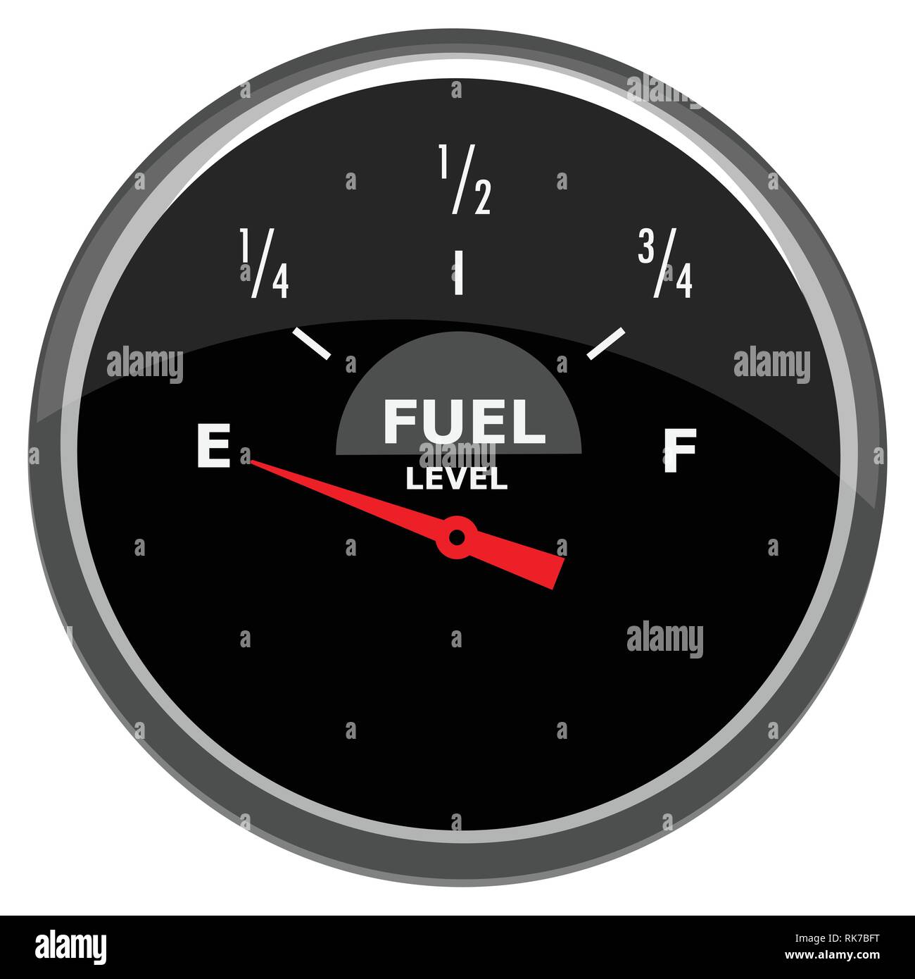 Vector fuel gauge indicator in car dashboard empty isolated on white ...