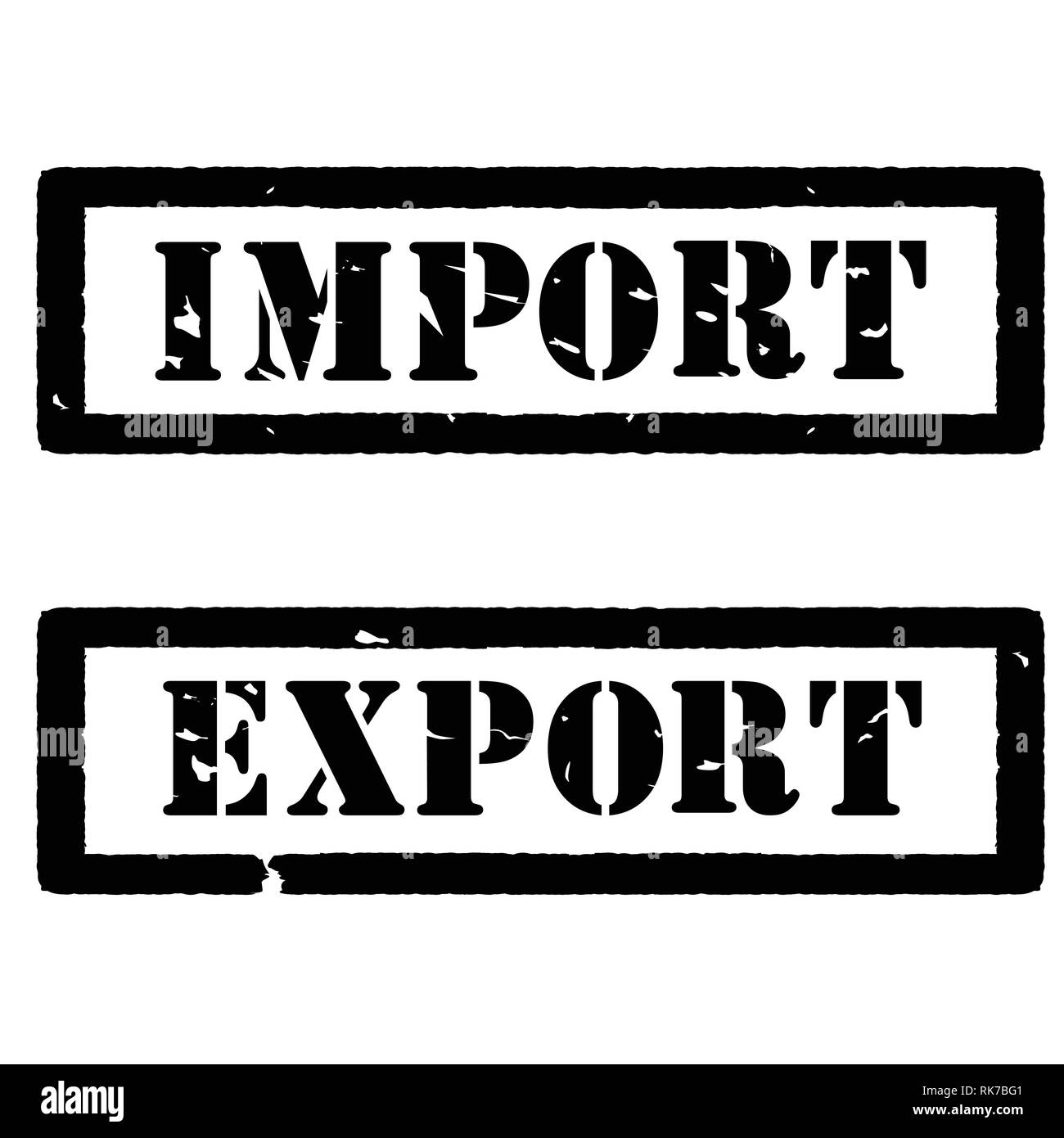 Black rubber stamp with text export and import vector isolated ...