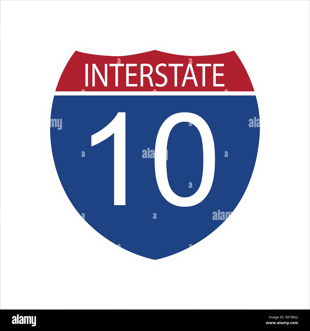 Vector illustration interstate highway 10 road sign icon isolated on ...