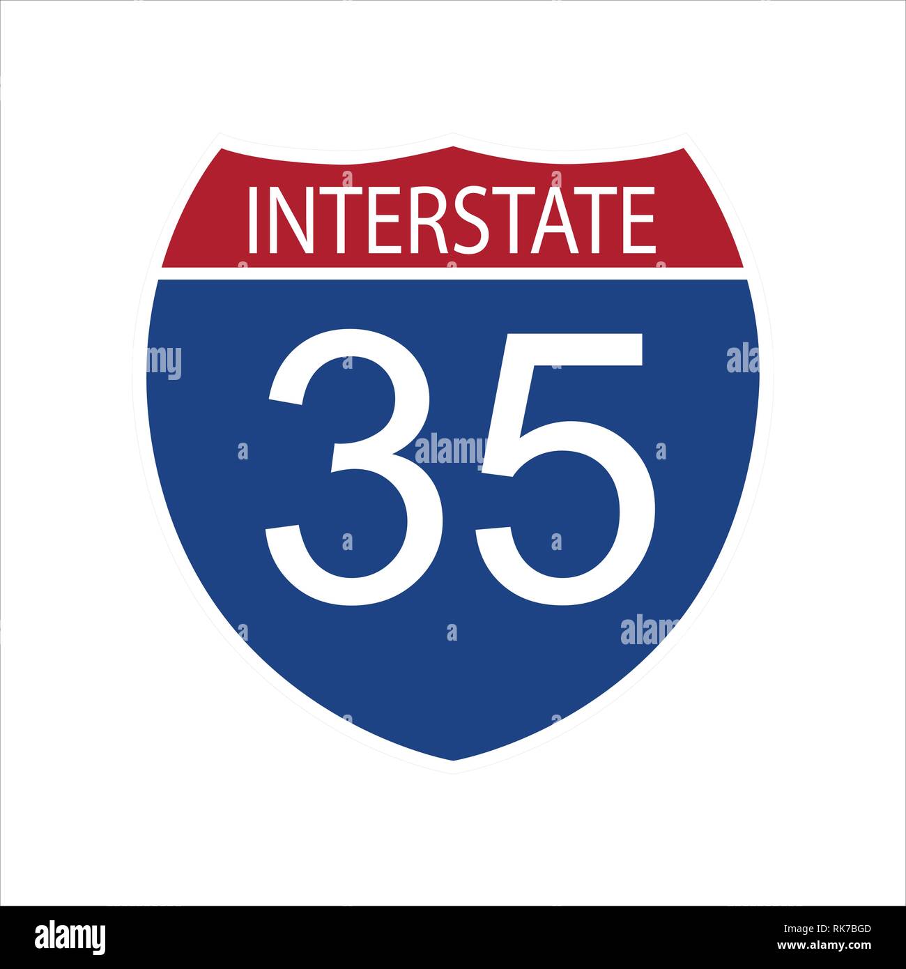 Vector illustration interstate highway 35 road sign icon isolated on ...