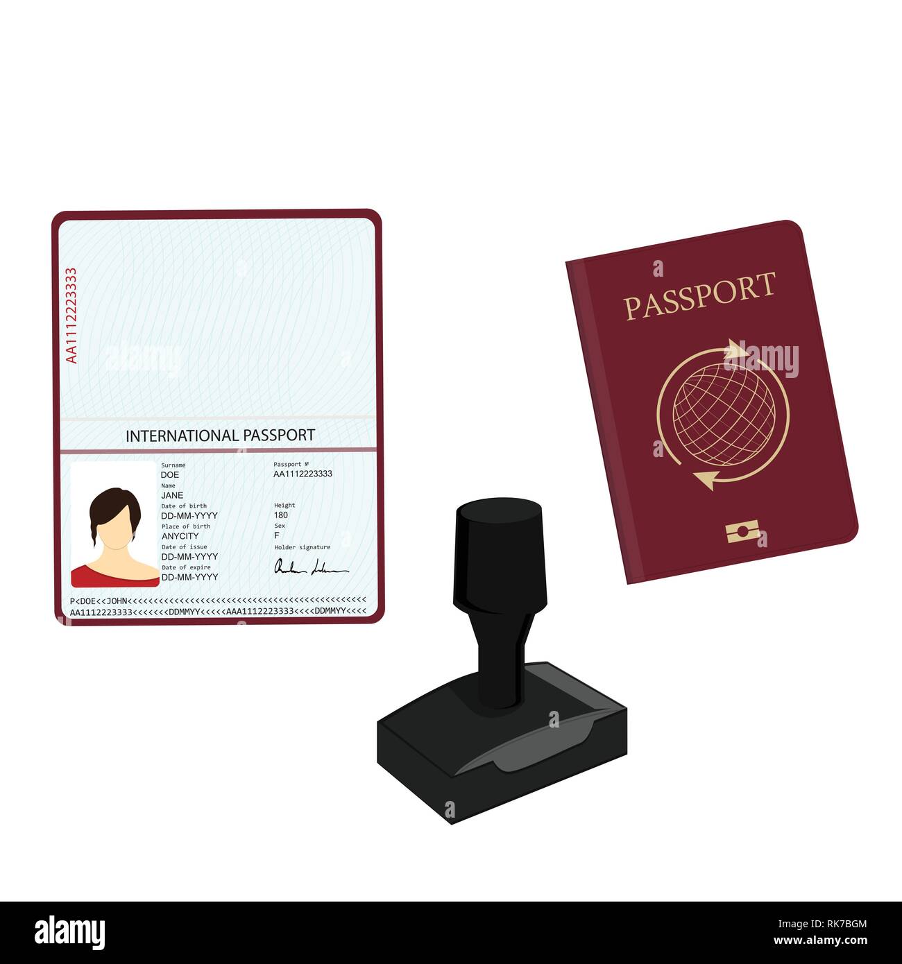 Vector illustration passport with biometric data. Identification ...