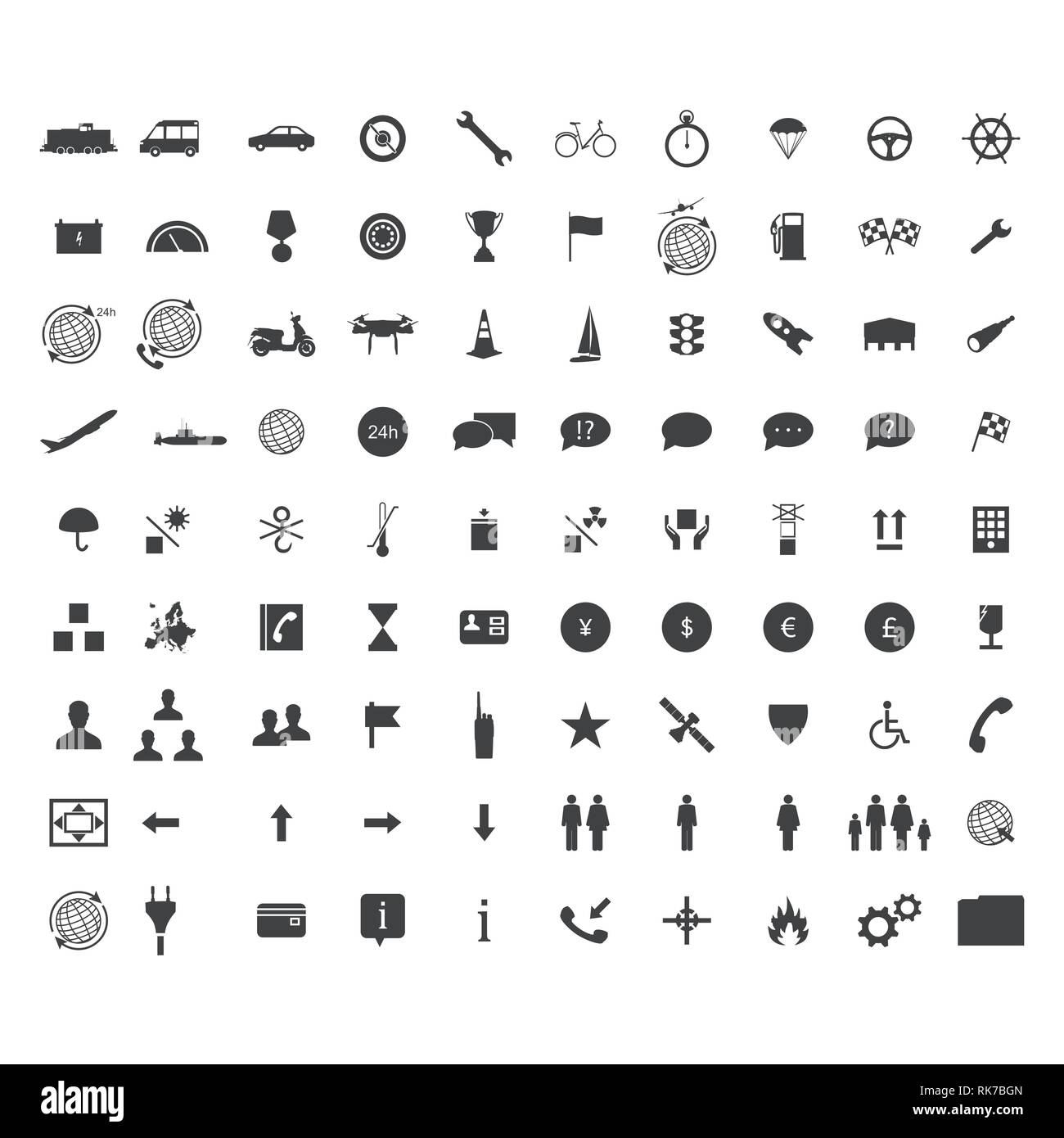Web icon set, collection transport, transportain. 90 black ...