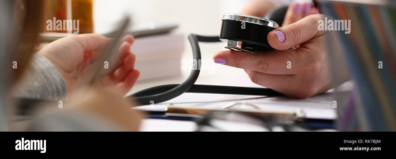 Female doctor arms make medic procedure closeup Stock Photo - Alamy