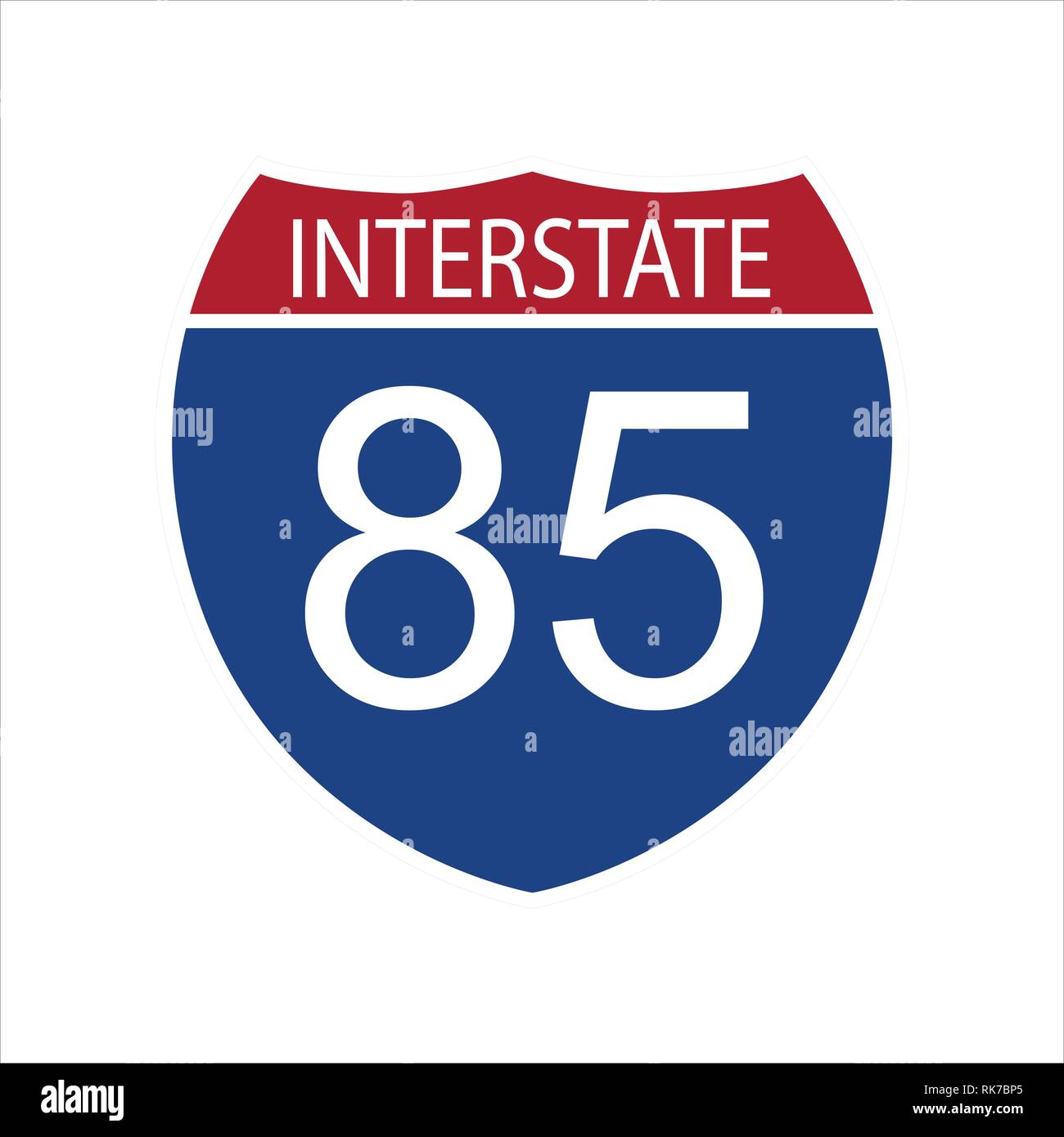 Vector illustration interstate highway 85 road sign icon isolated on ...