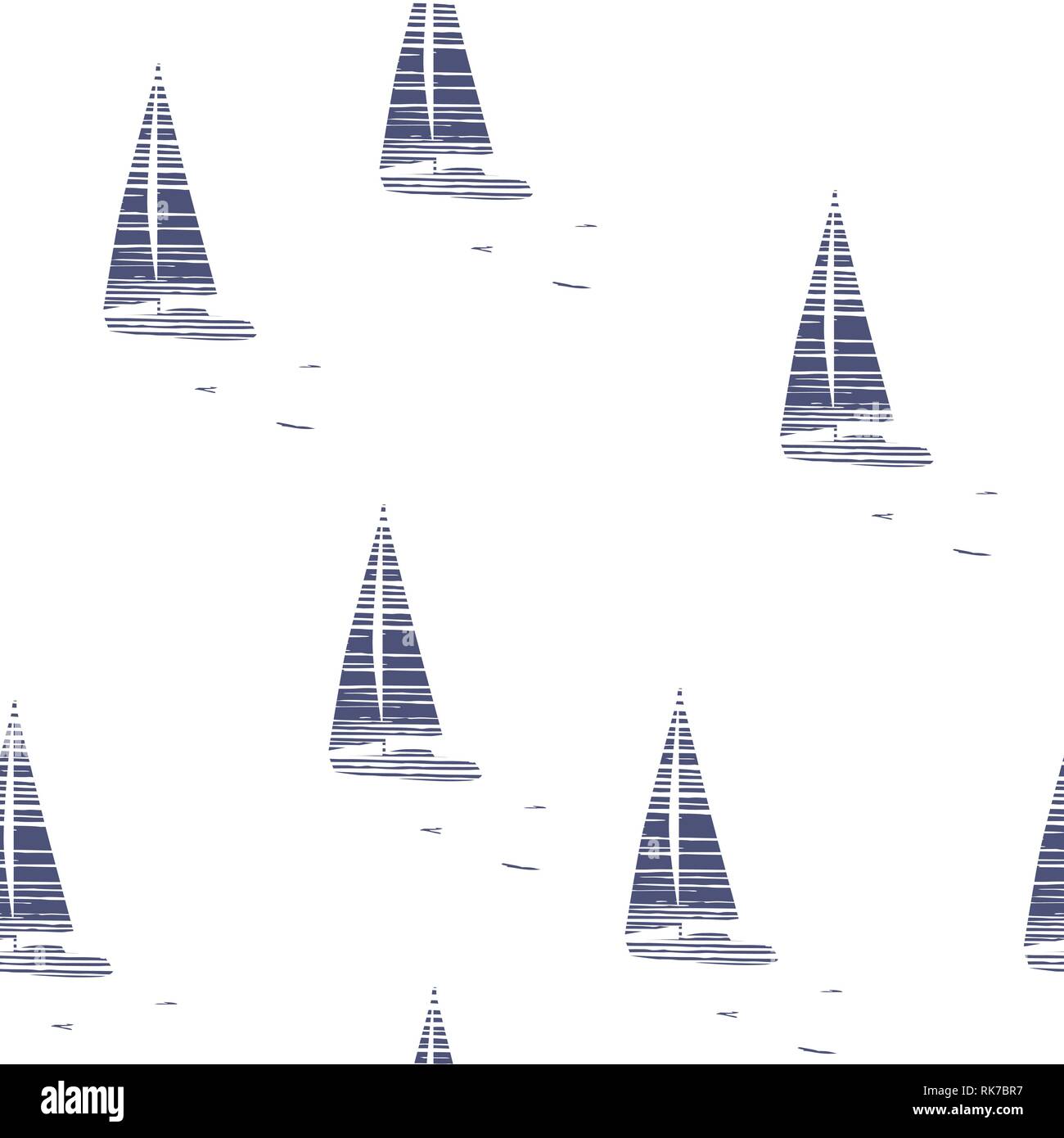 Beautiful Hand drawing wind surf, yacht boat seamless pattern vector ...