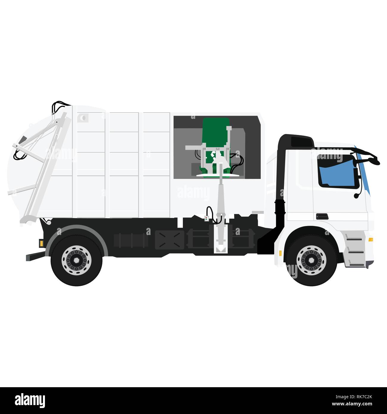 Realistic Garbage Truck isolated on white background. Vector ...