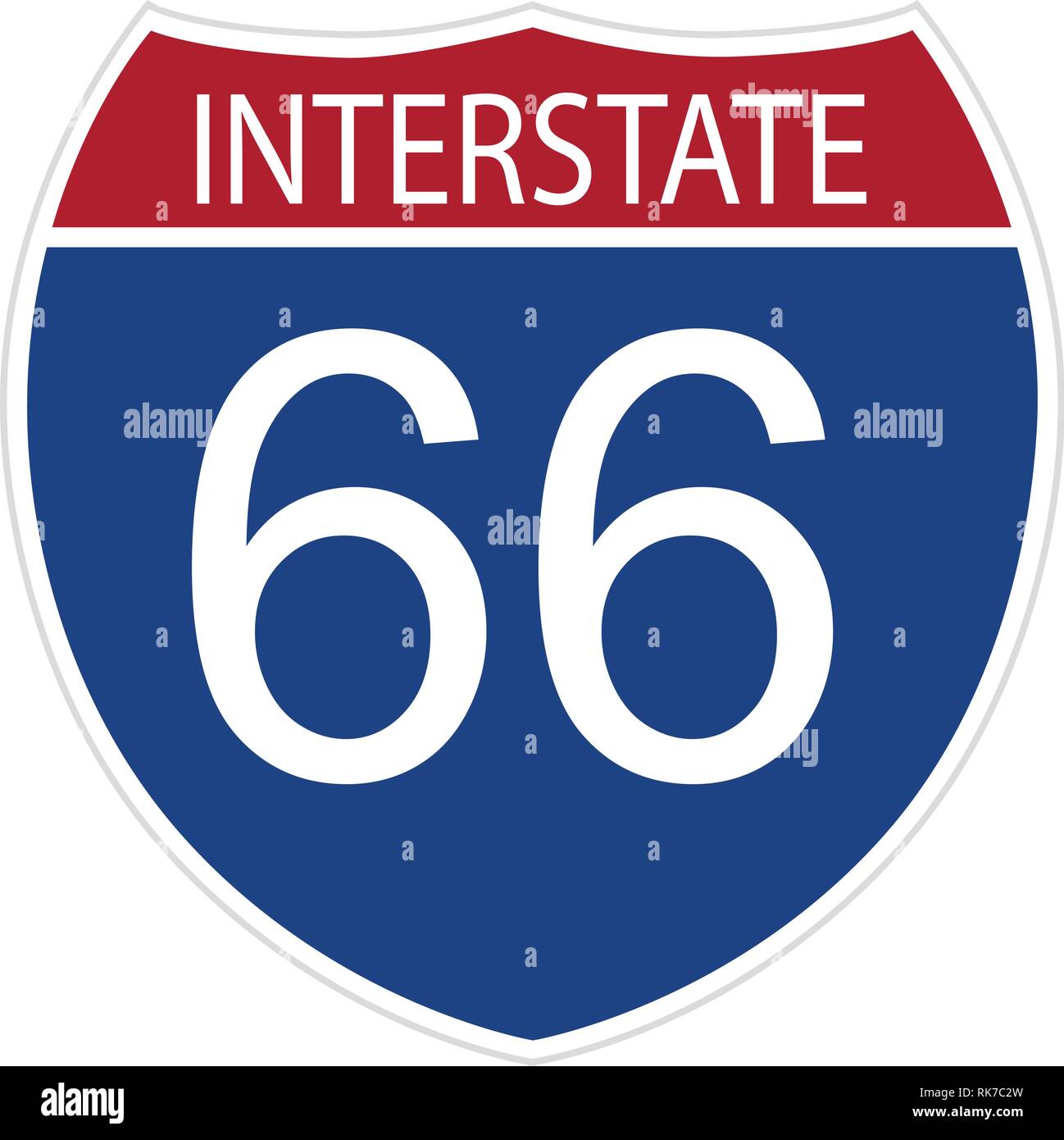 Road route sign intestate 66 sixty six. Vector illustration Stock ...