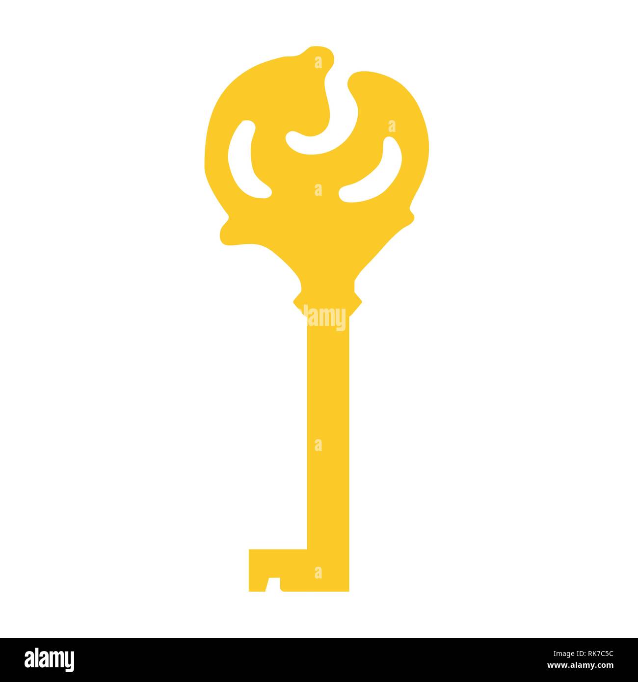 Vector illustration of golden old key silhouette. Vintage key icon ...