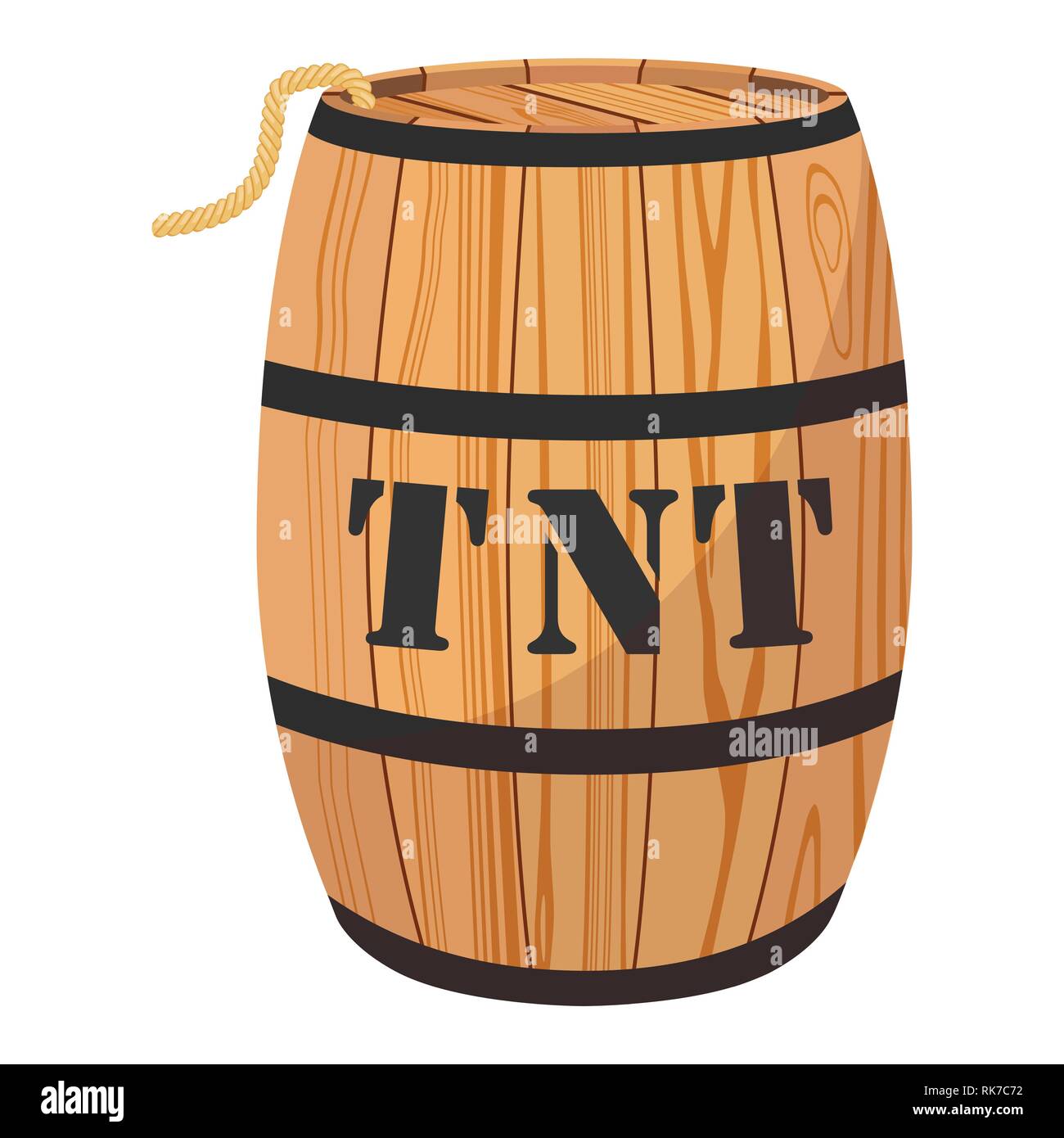 Vector illustration gun powder barrel. TNT dynimate wooden old barrel ...