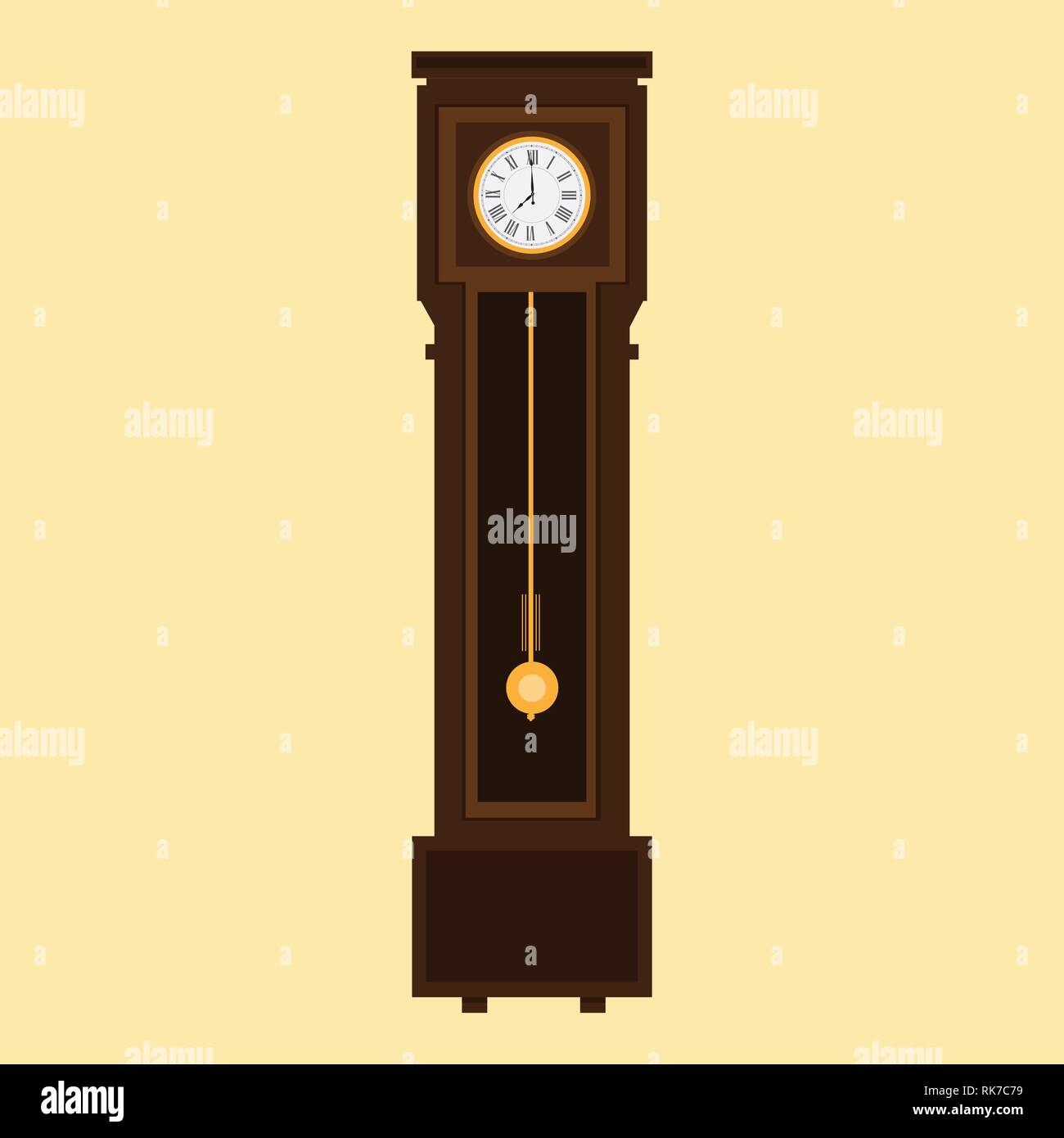 Old antique wall clock isolated on white. Vector illustration Stock ...