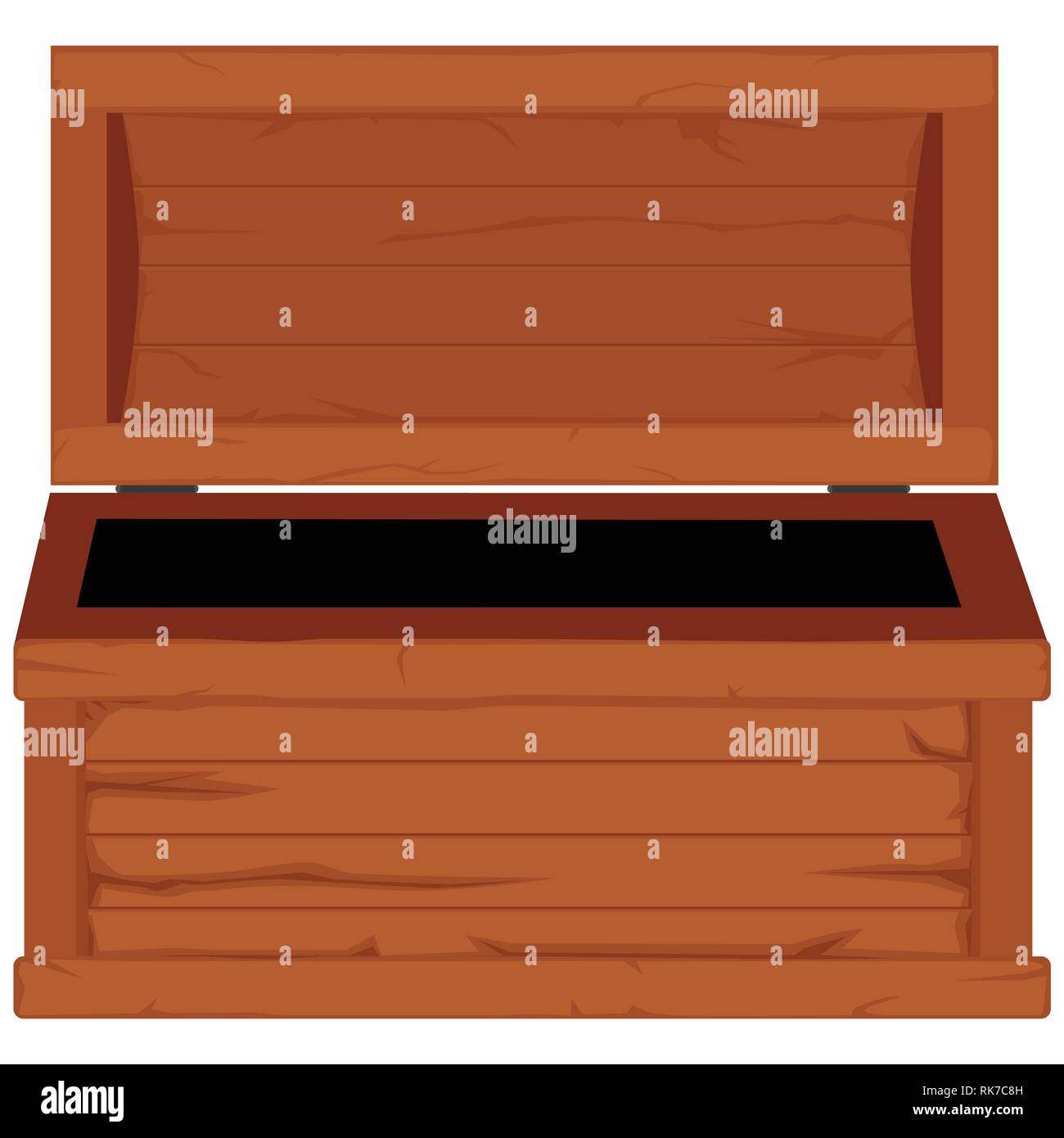 Vector icon with cartoon opened brown wooden pirate chest on white ...