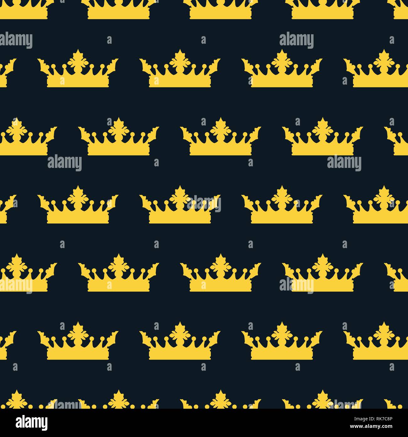 Seamless gold black, dark blue crown pattern background Stock Vector ...