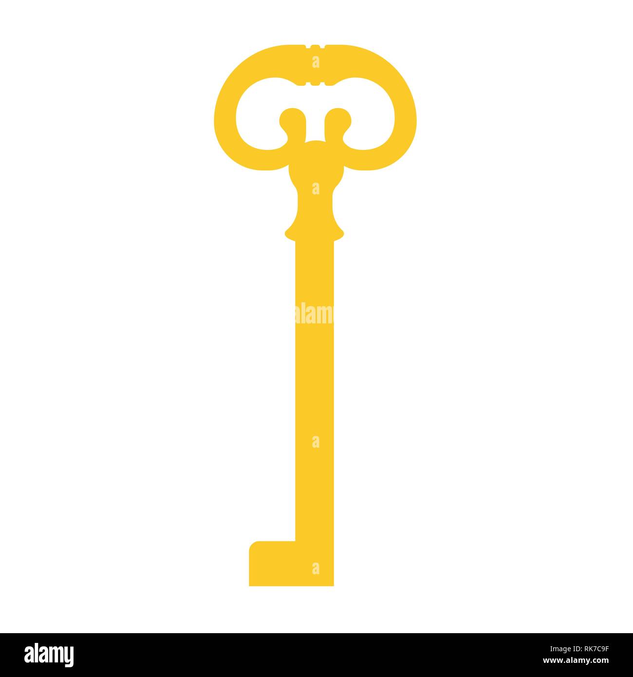 Vector illustration of golden old key silhouette. Vintage key icon ...