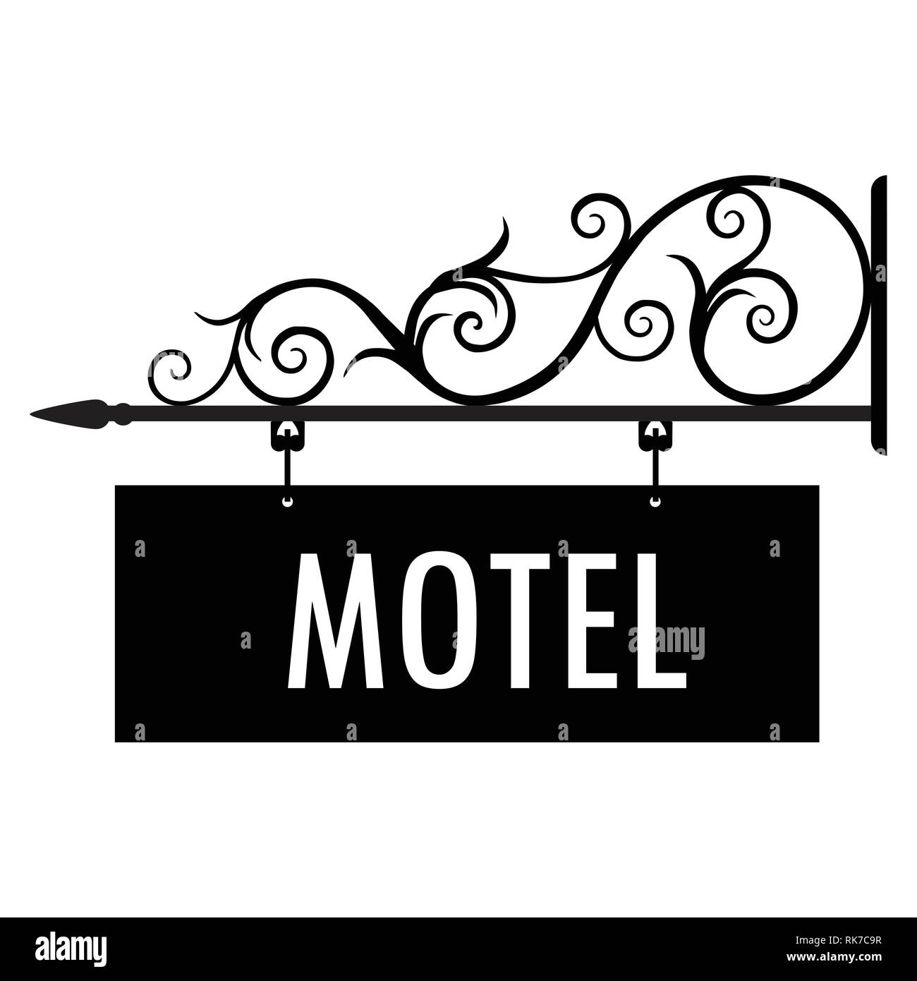 Vector illustration motel vintage, old sign. Signage sign route hanging ...