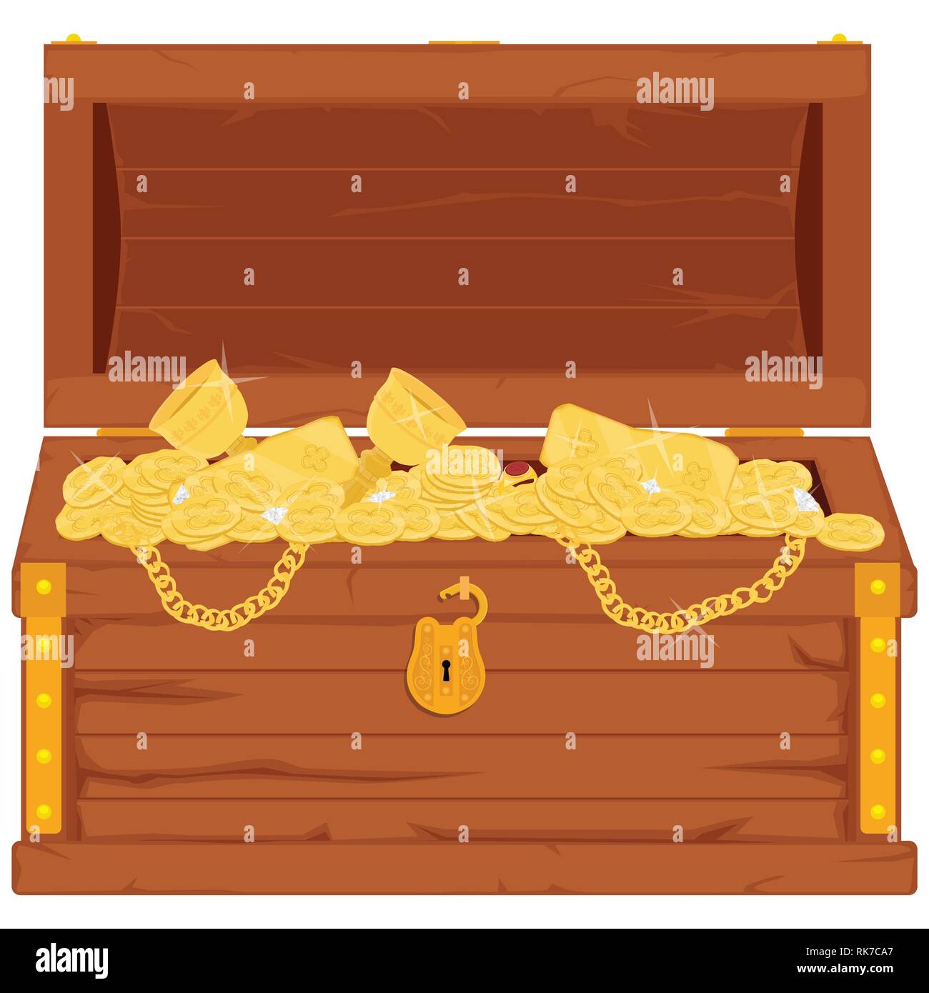 Vector pirate treasure chest full of gold an jewelry Stock Vector Image ...