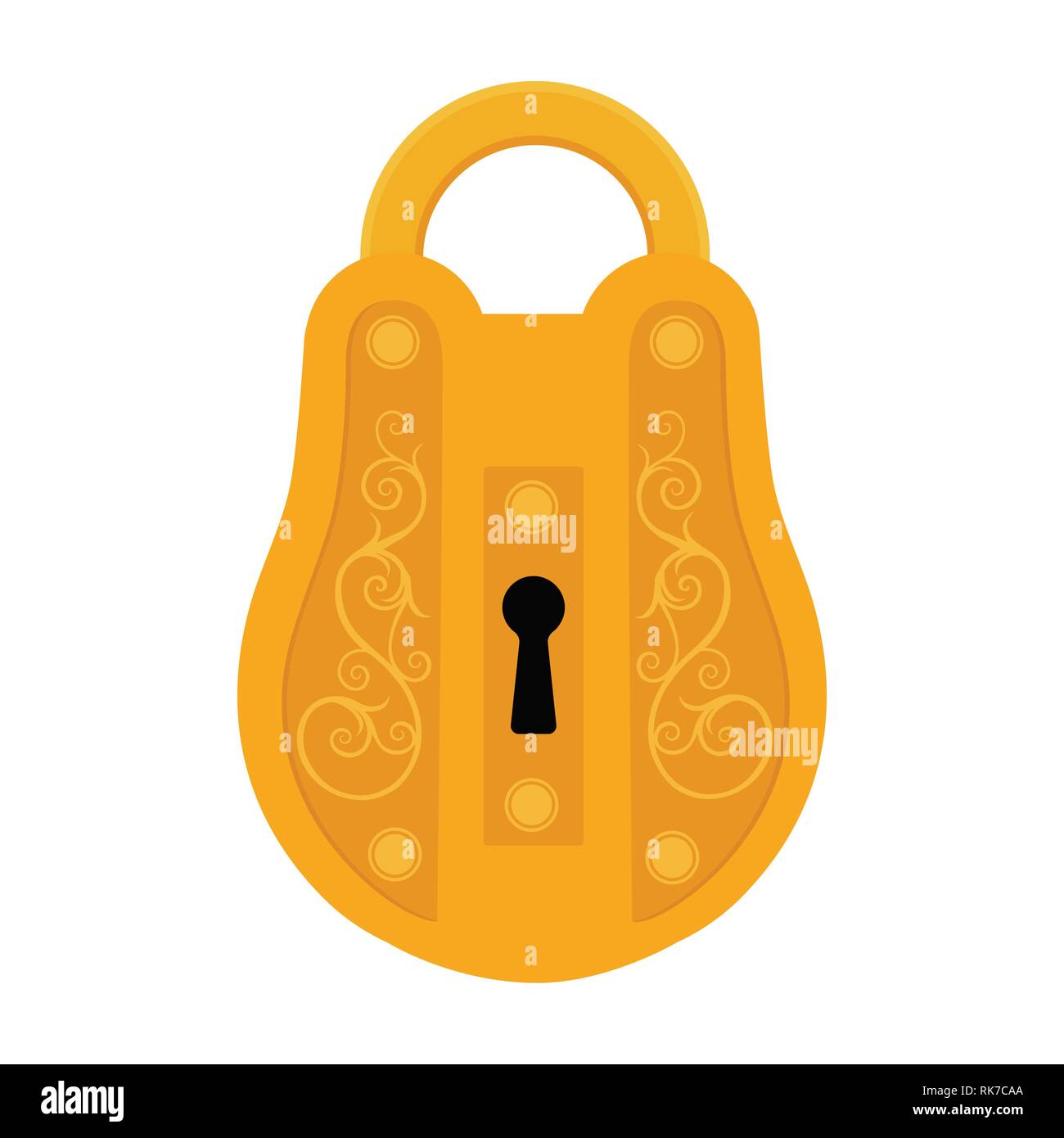 Vintage, antique old big lock, padlock isolated on white background ...