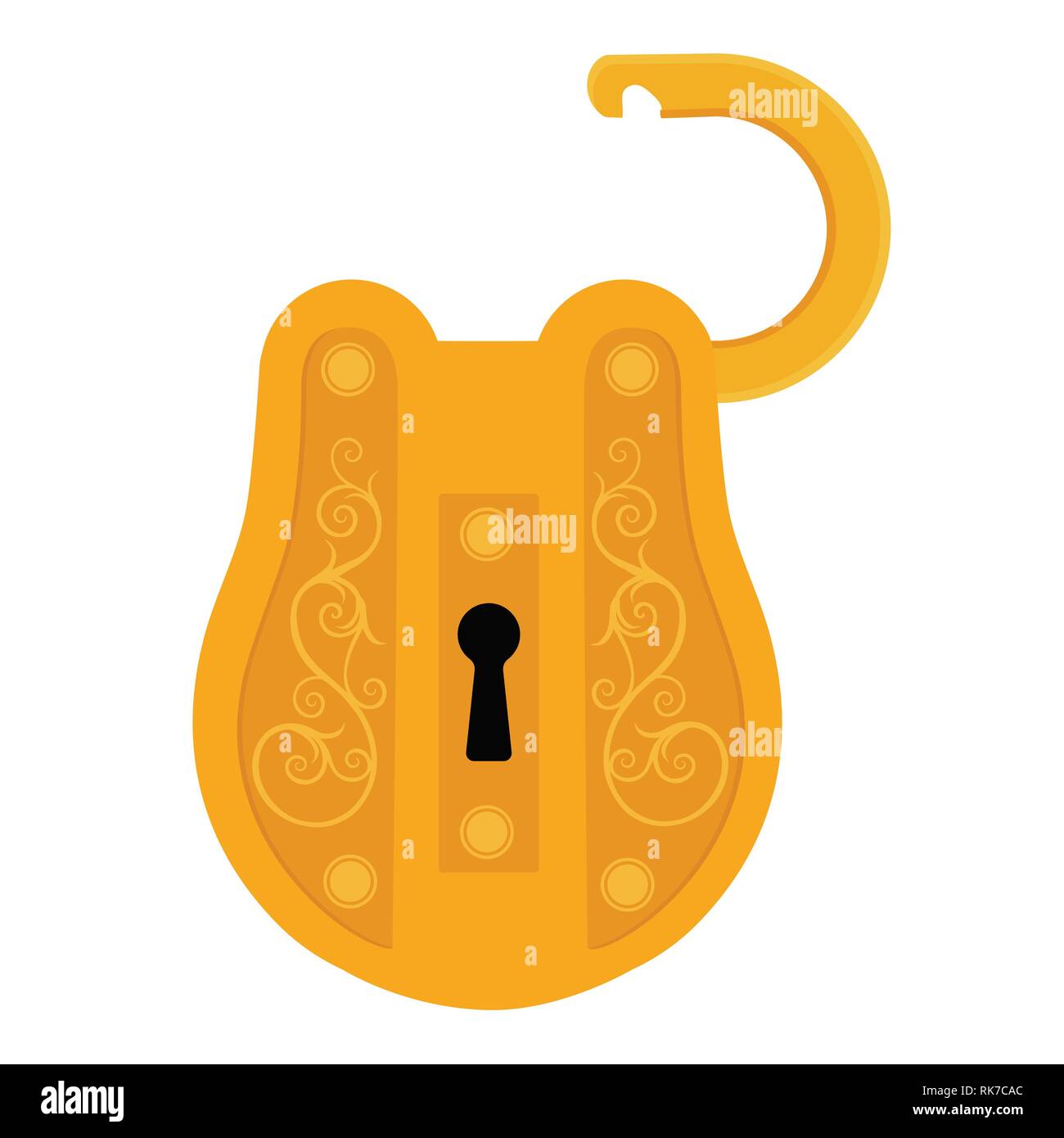 Old padlock and chain on iron gate Stock Vector Images - Alamy