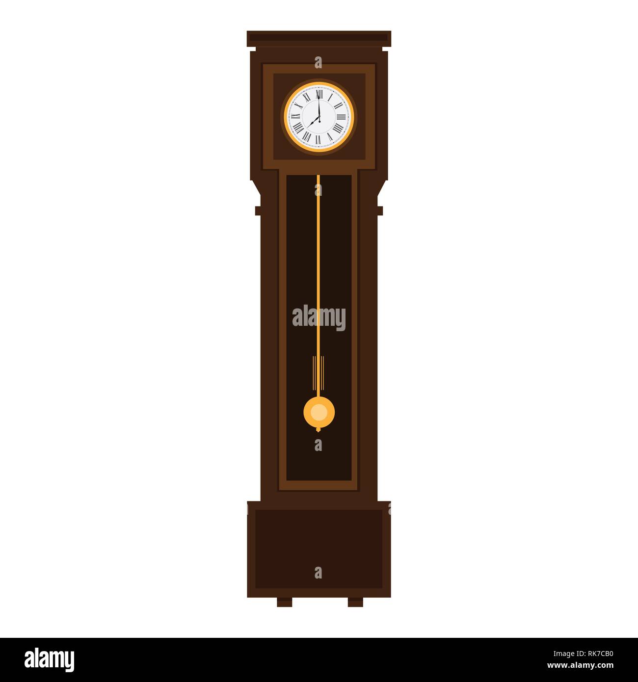 Old antique wall clock isolated on white. Vector illustration Stock ...