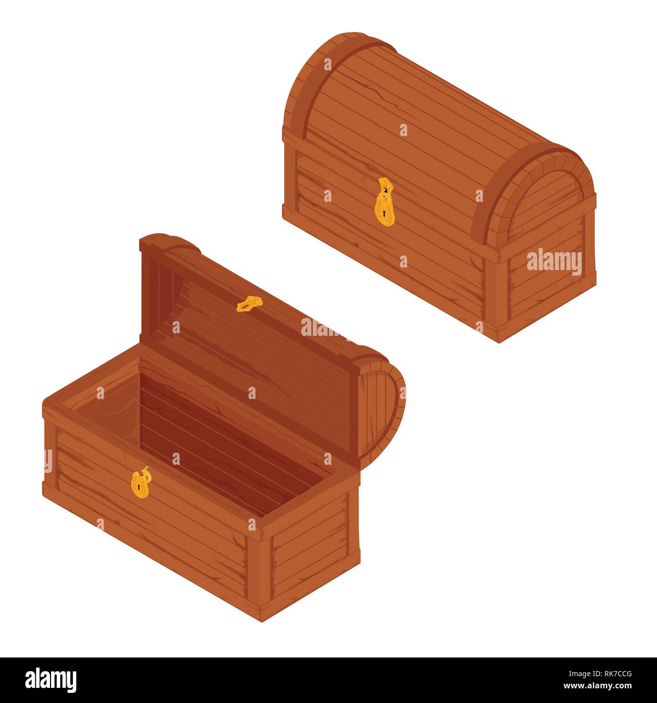 Vector illustration of treasure chest for animation. Opened and closed ...
