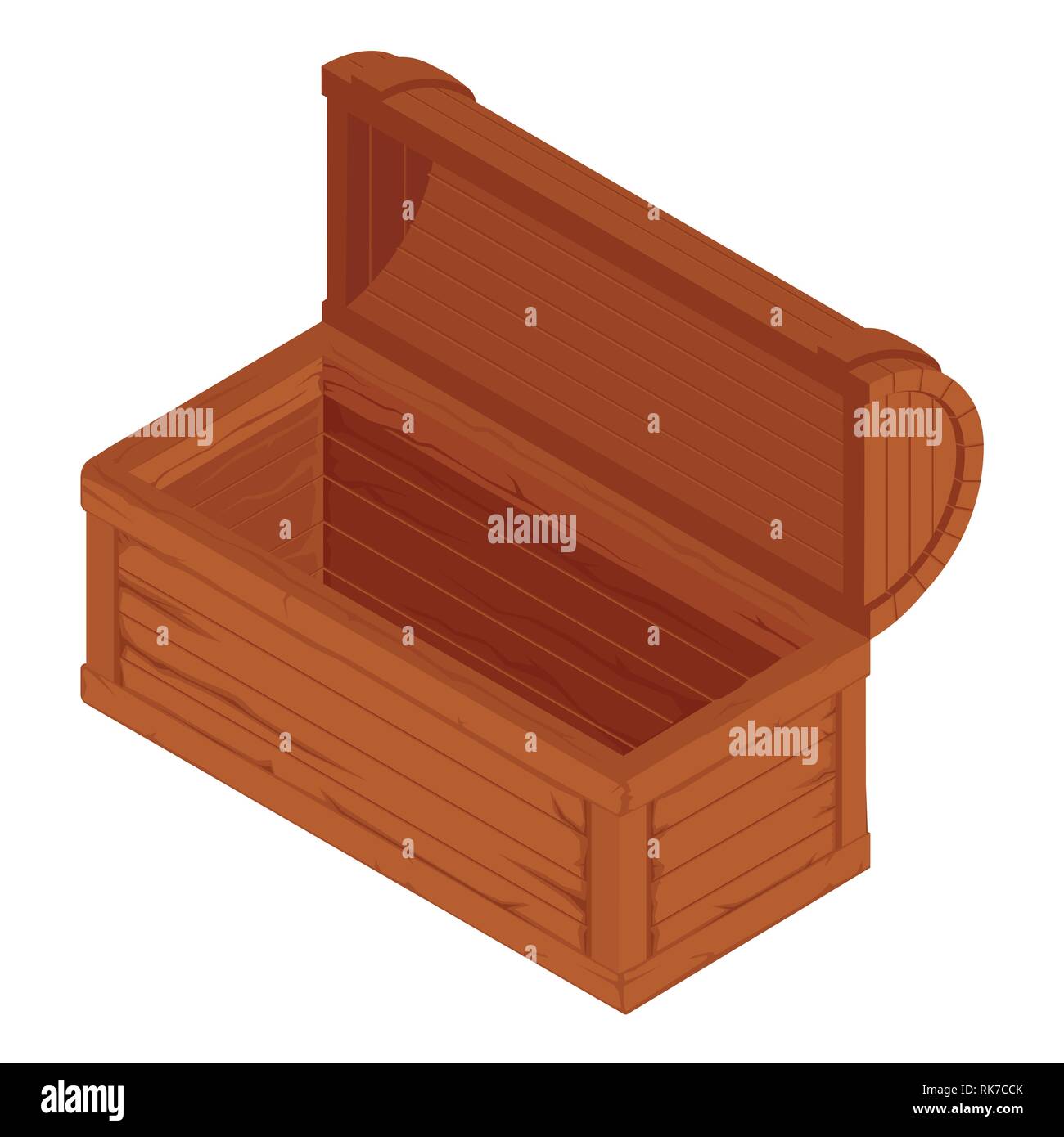 Vector illustration of treasure chest for animation. Opened antique box ...