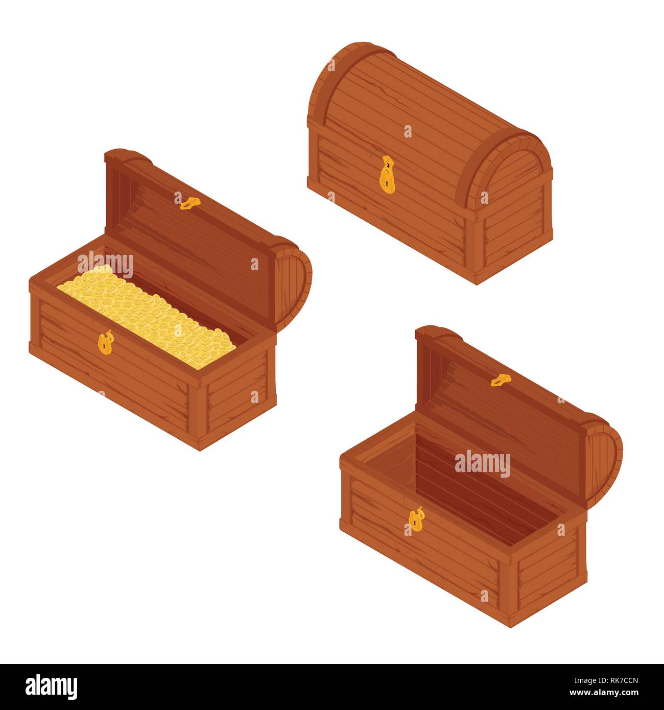 Vector illustration of treasure chest for animation. Opened and closed ...