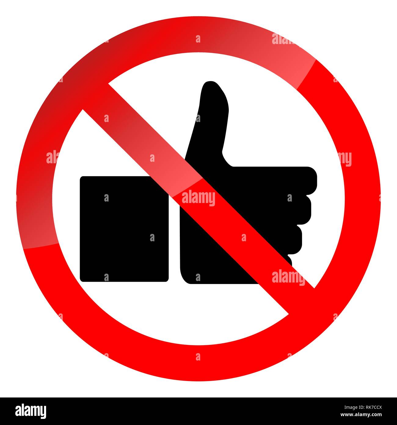 Prohibition of social networking symbol. Ban like thumb up, bad habit ...