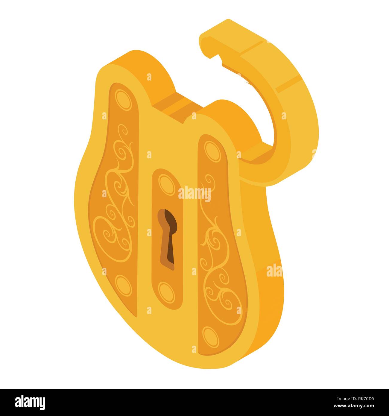 Vintage, antique old big lock, padlock isolated on white background ...