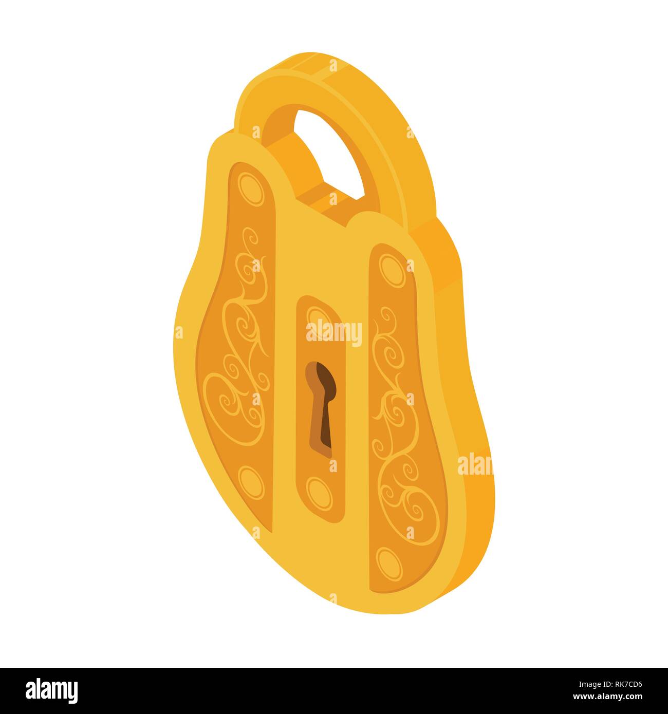 Vintage, antique old big lock, padlock isolated on white background ...