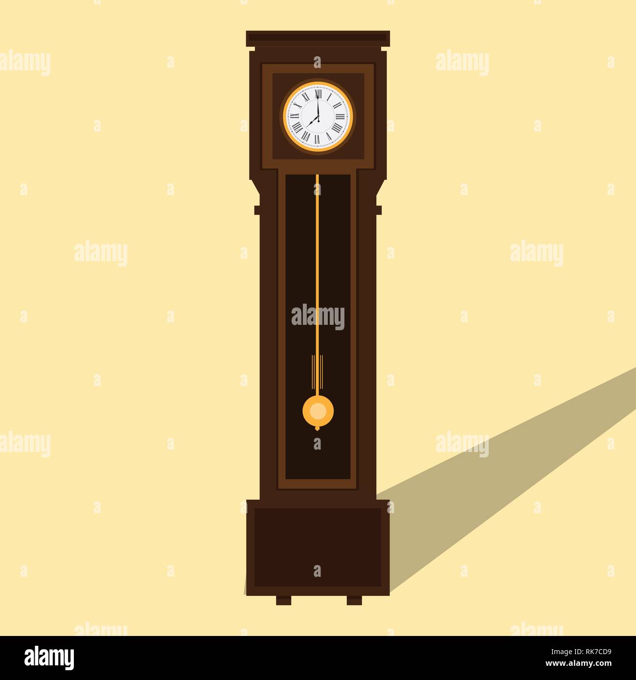 Old antique wall clock isolated on white. Vector illustration Stock ...