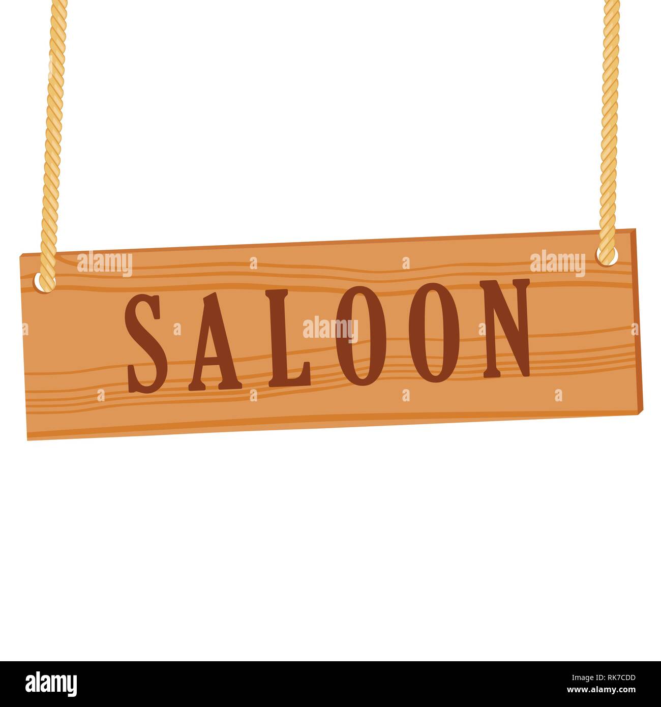 Vector illustration wooden sign with text saloon isolated on white ...