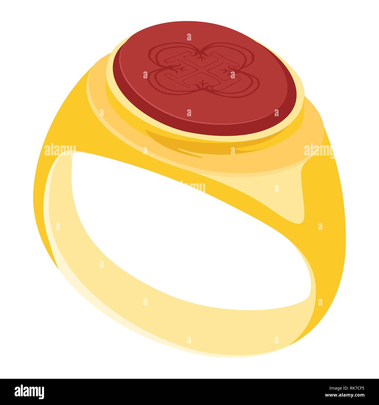 Vintage old ring with red ruby gemstone isolated on white vector Stock ...